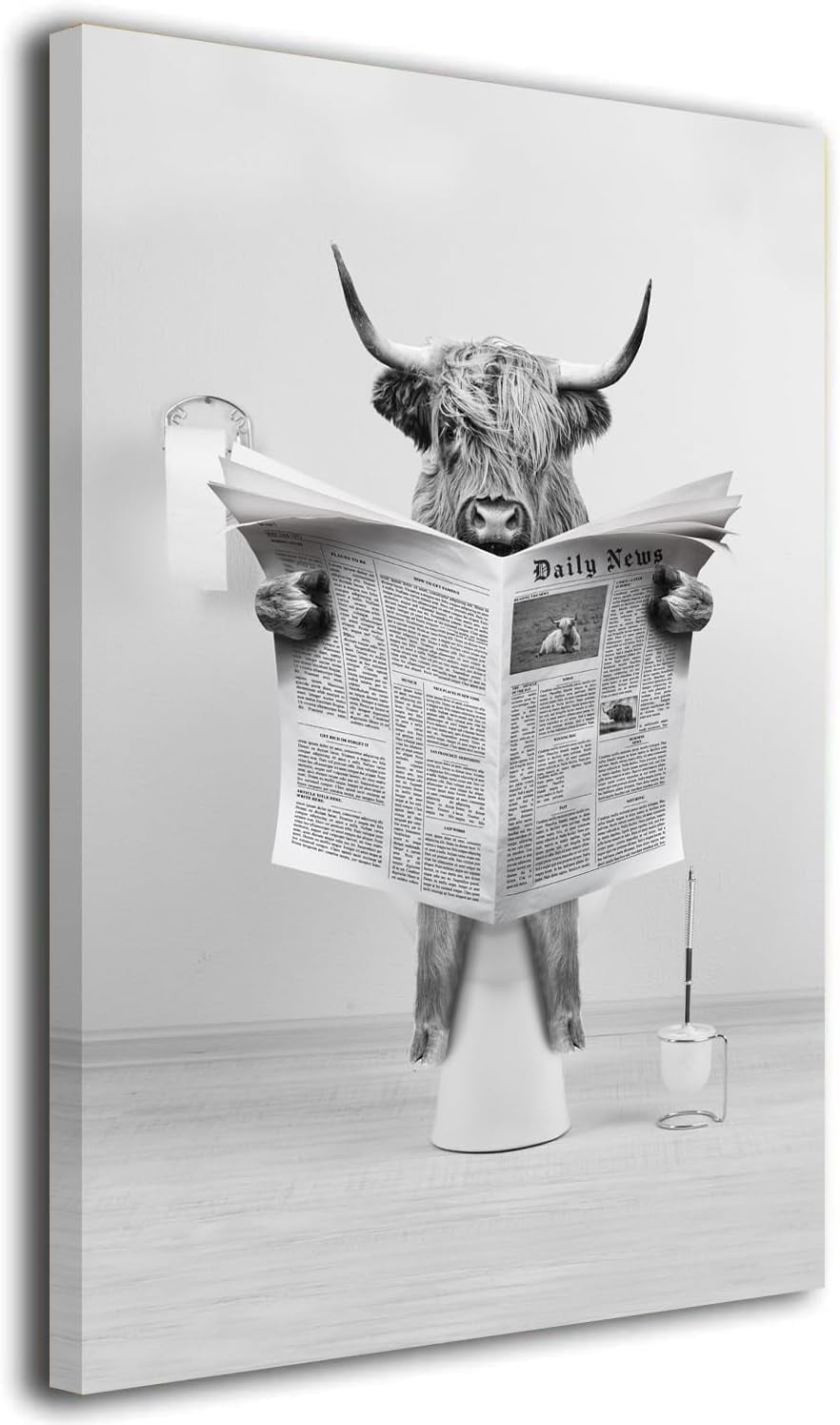AABERIC Funny Highland Cow Poster Prints Black and White Cow Reading ...