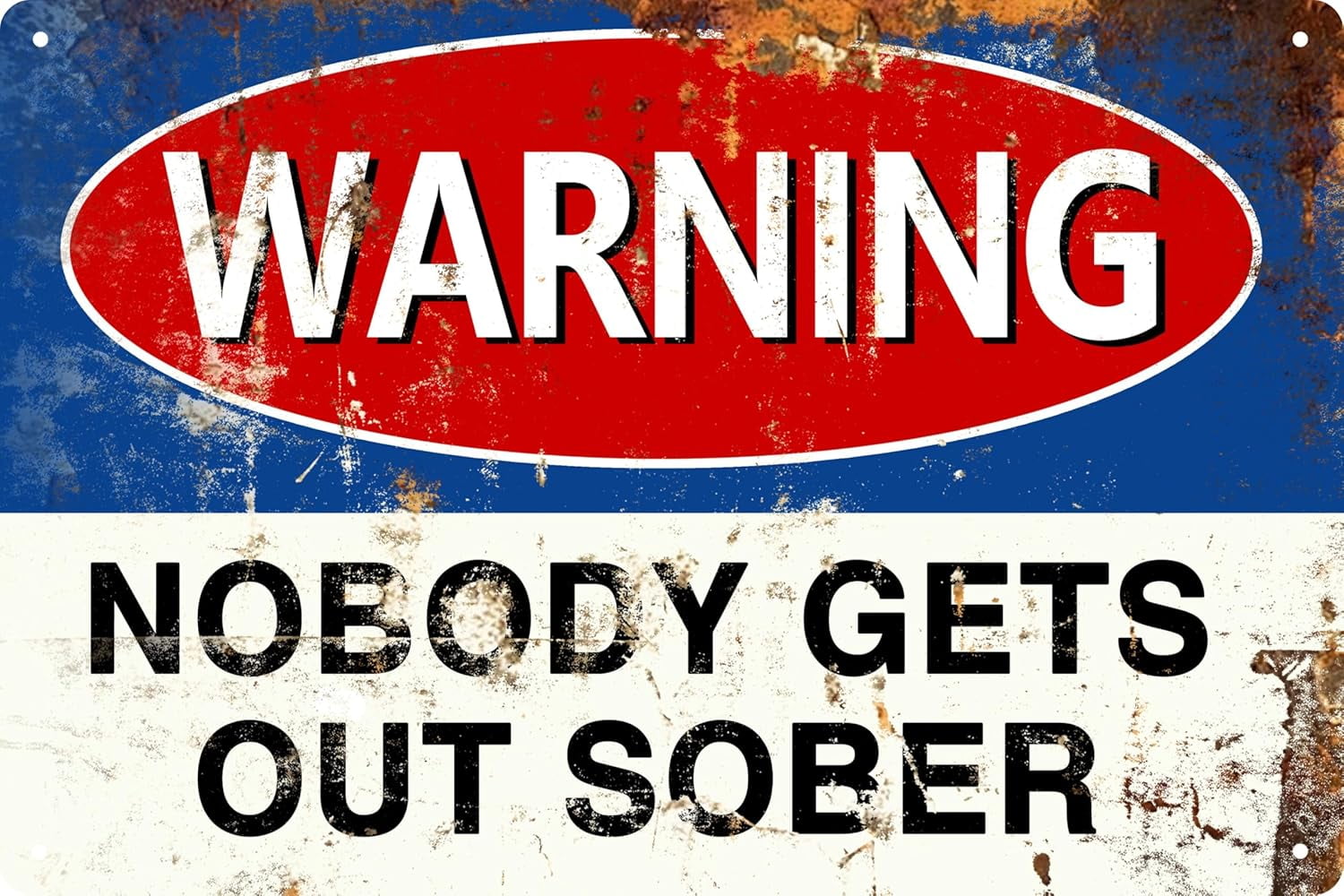 AABERIC Funny Retro Bar Tin Metal Sign Warning Nobody Gets Out Sober ...