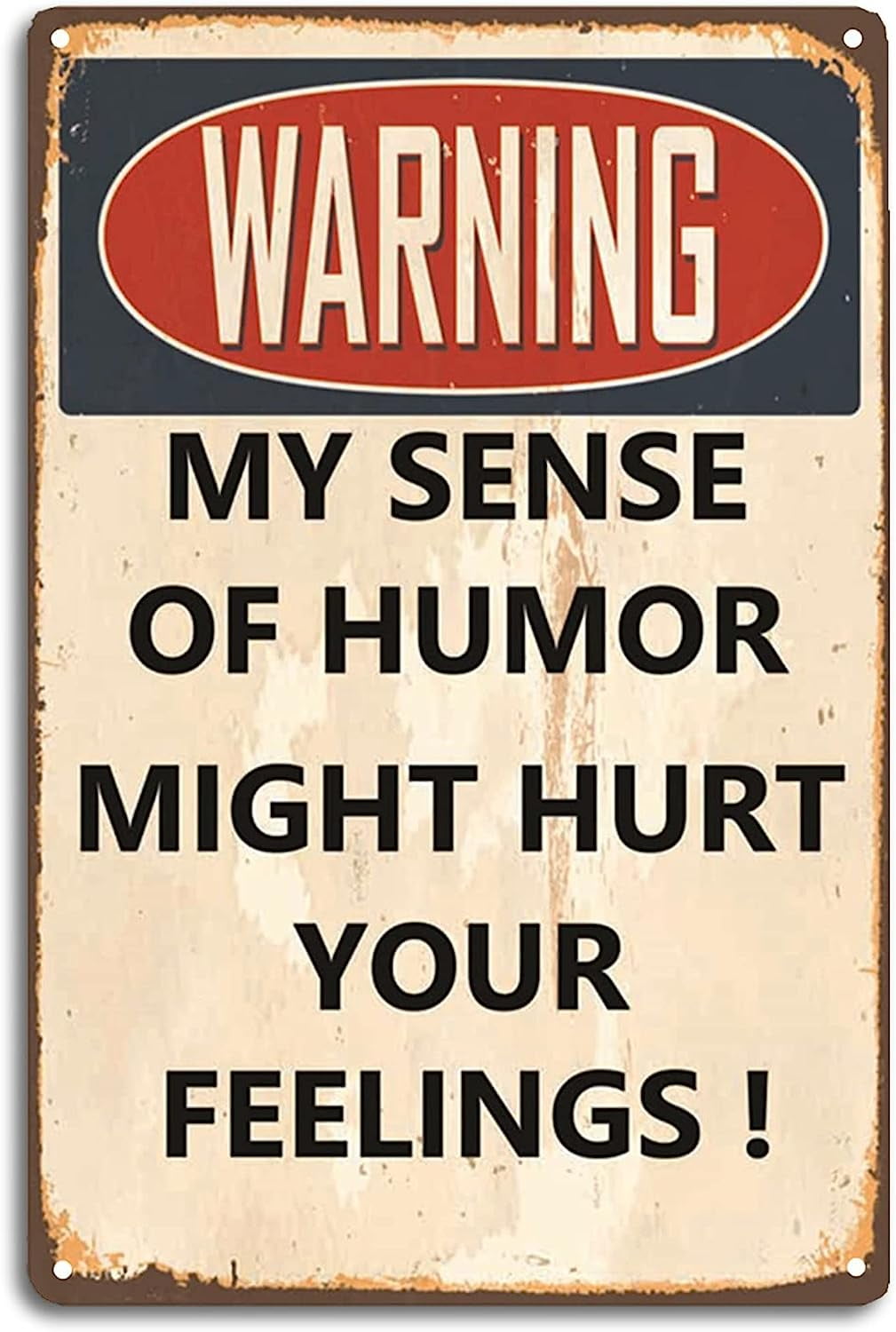 AABERIC Funny Sarcastic Metal Signs,Warning My Sense Of Humor Might ...
