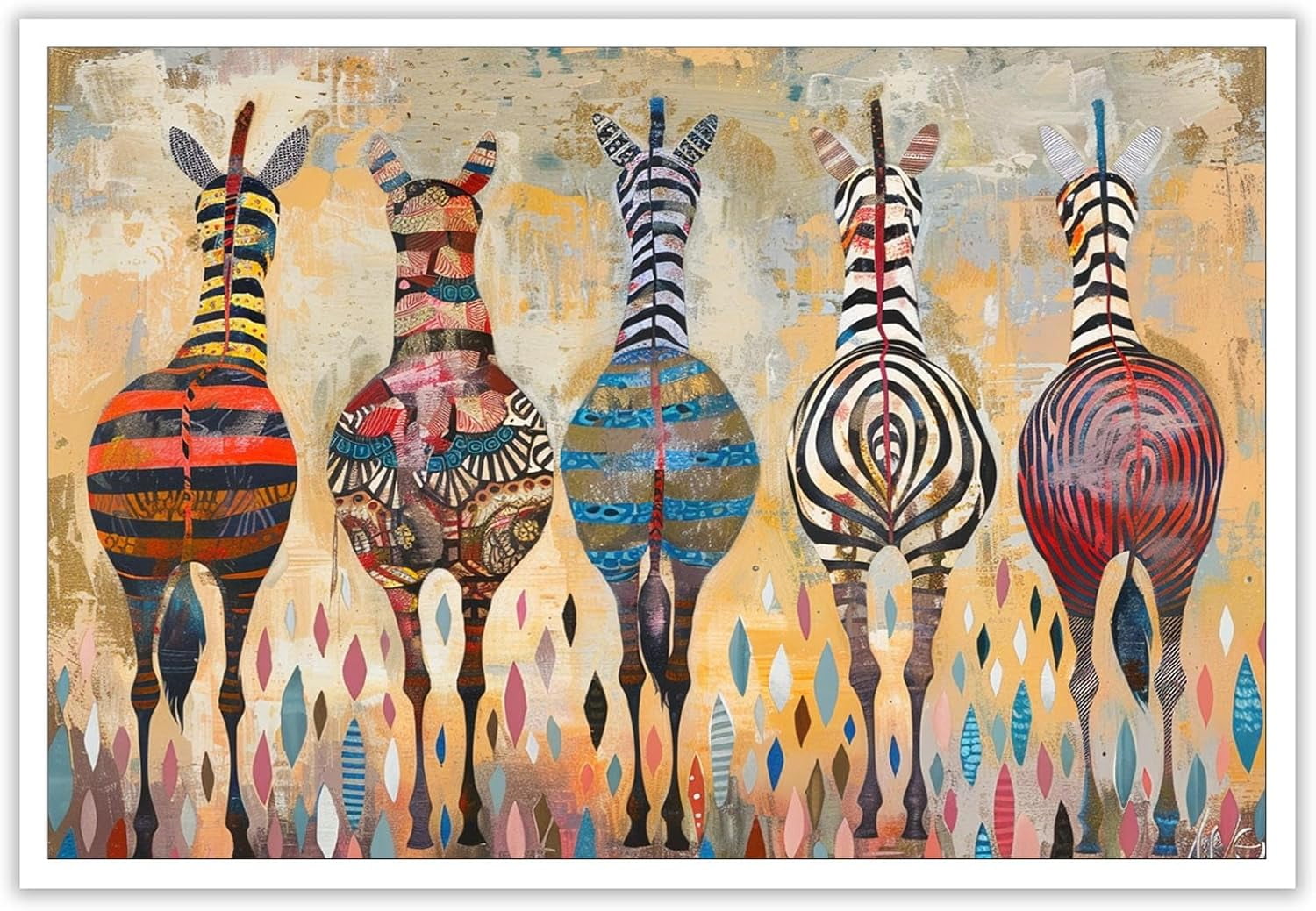 AABERIC Funny Zebra Arse Posters Zesty Colorful Zebra Wall Art Abstract ...