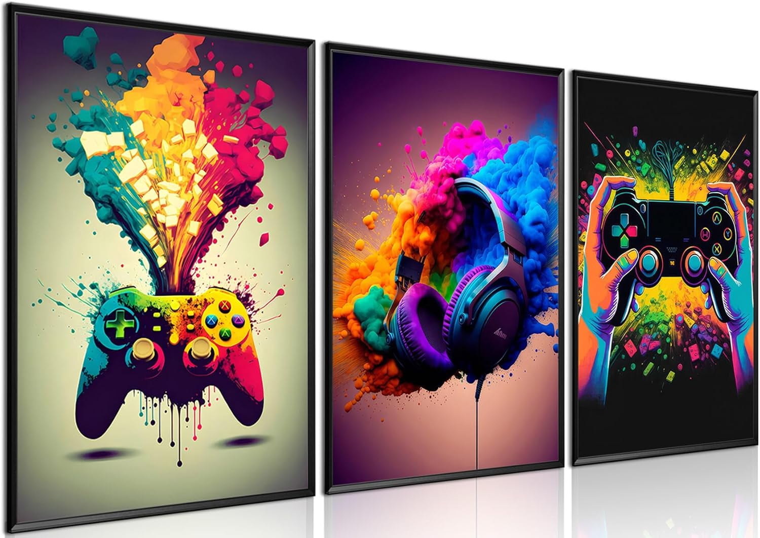 AABERIC Gaming Room Decor Wall Art Set of 3 - Video Gaming Controller ...