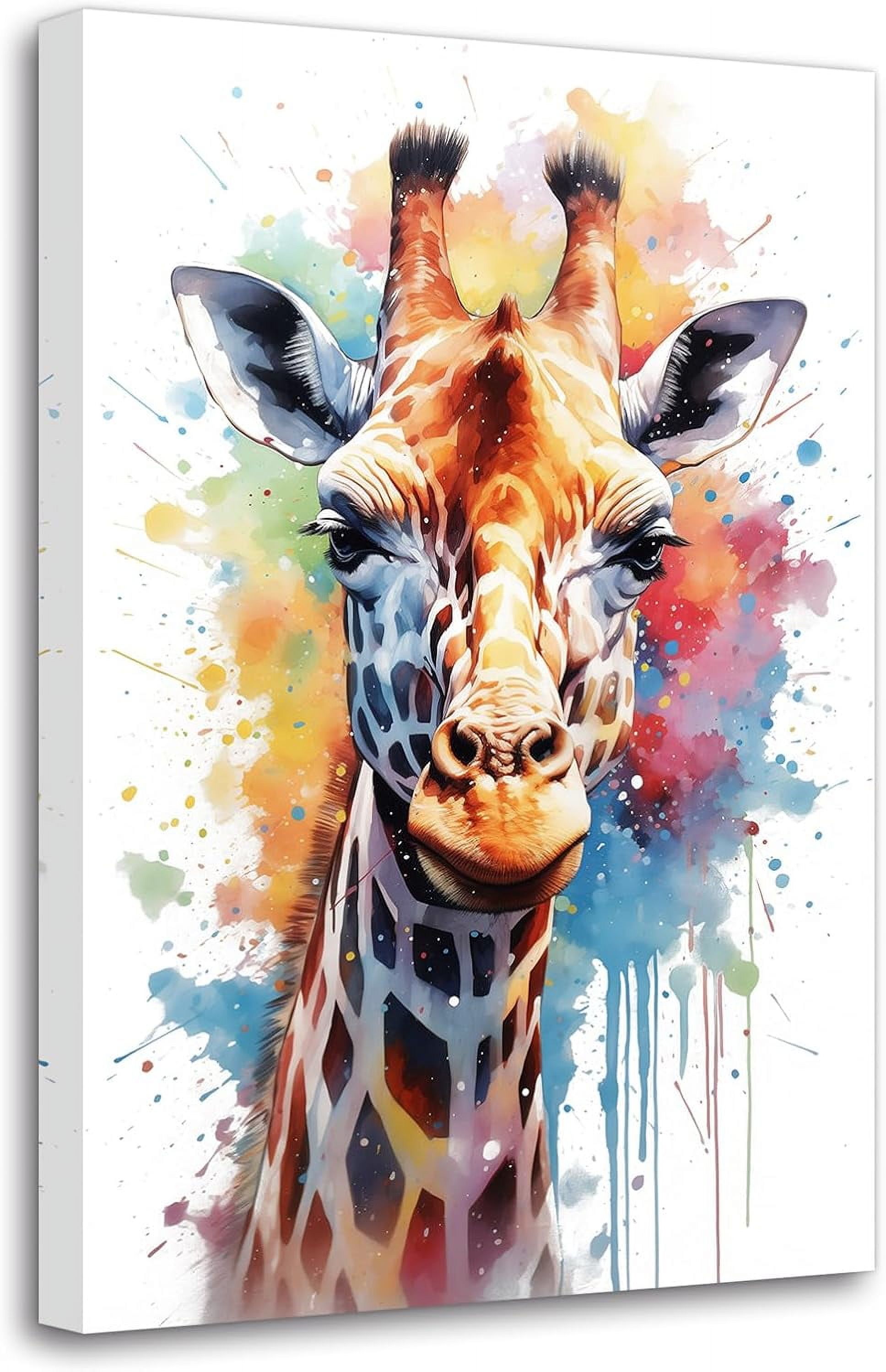 AABERIC Giraffe Canvas Wall Art Cute Giraffe Wearing Glasses Poster ...