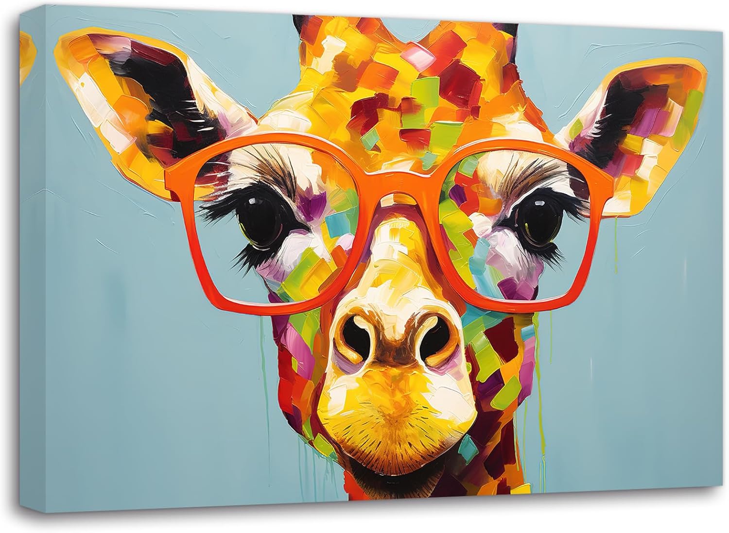 AABERIC Giraffe Canvas Wall Art Cute Giraffe Wearing Glasses Poster ...
