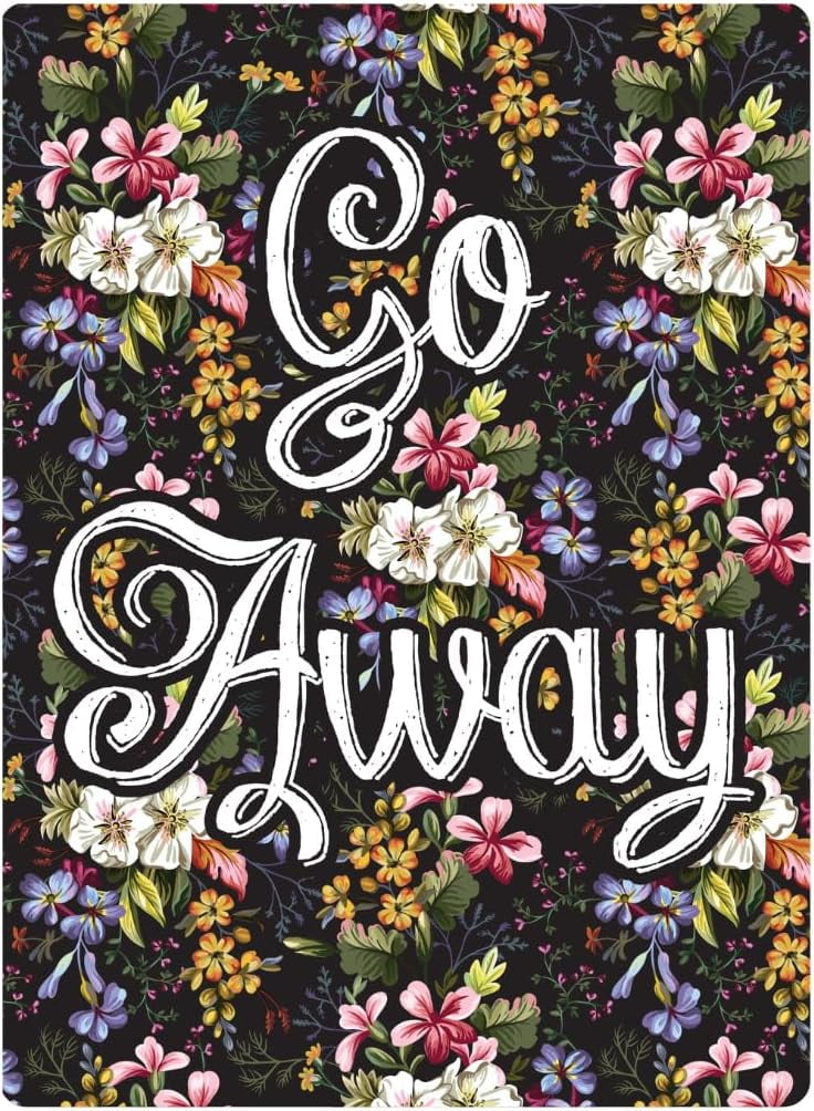AABERIC Go Away Floral Background Metal Sign - Easy-to-Hang Wall Decor ...
