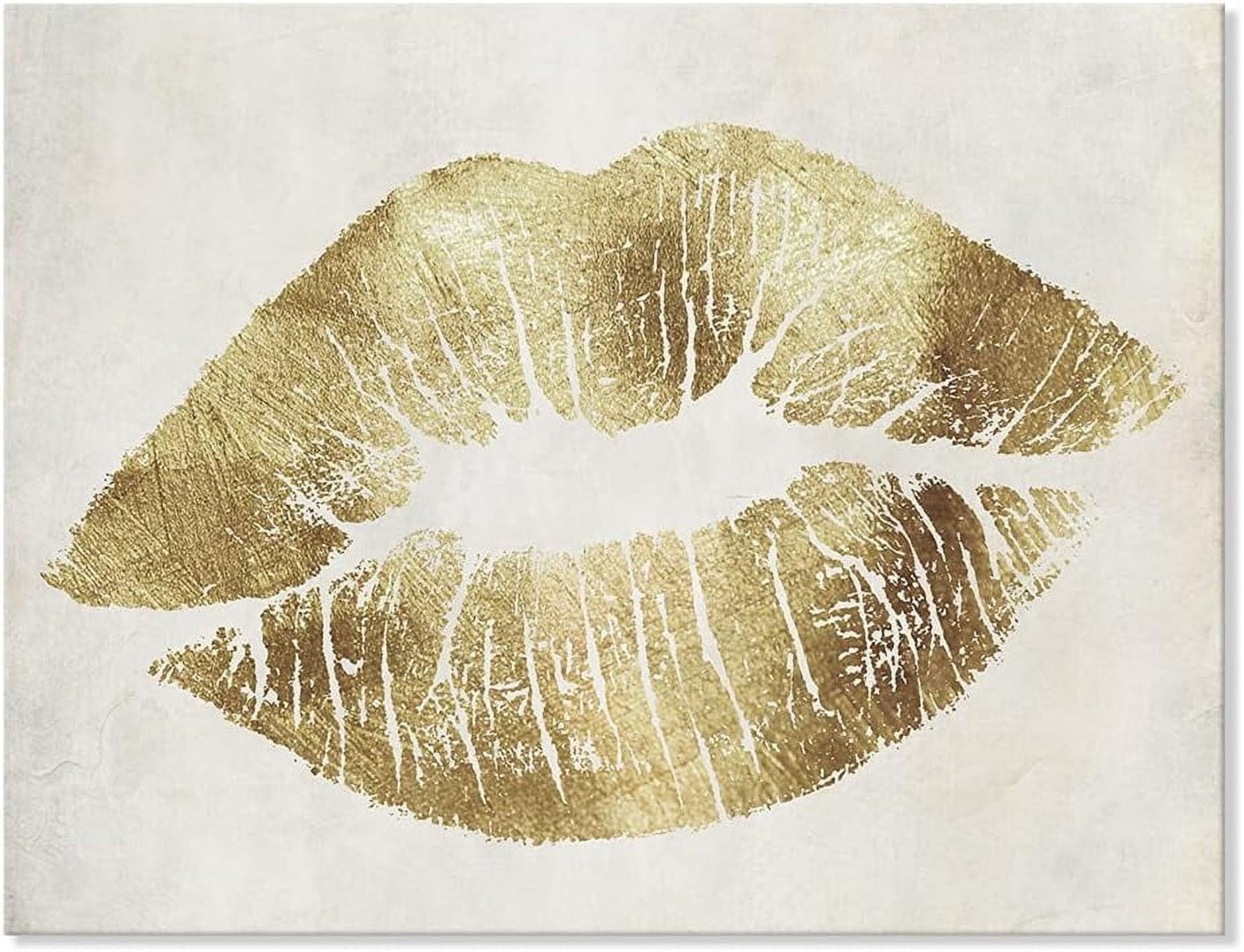 AABERIC Gold Wall Decor Glam Lip Wall Art Romantic Kiss Lip Artwork ...