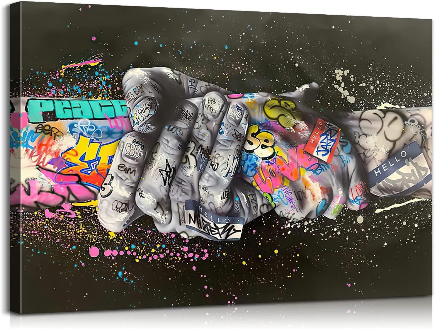 AABERIC Graffiti Wall Art Hand of God Holding Hands Wall Art ...