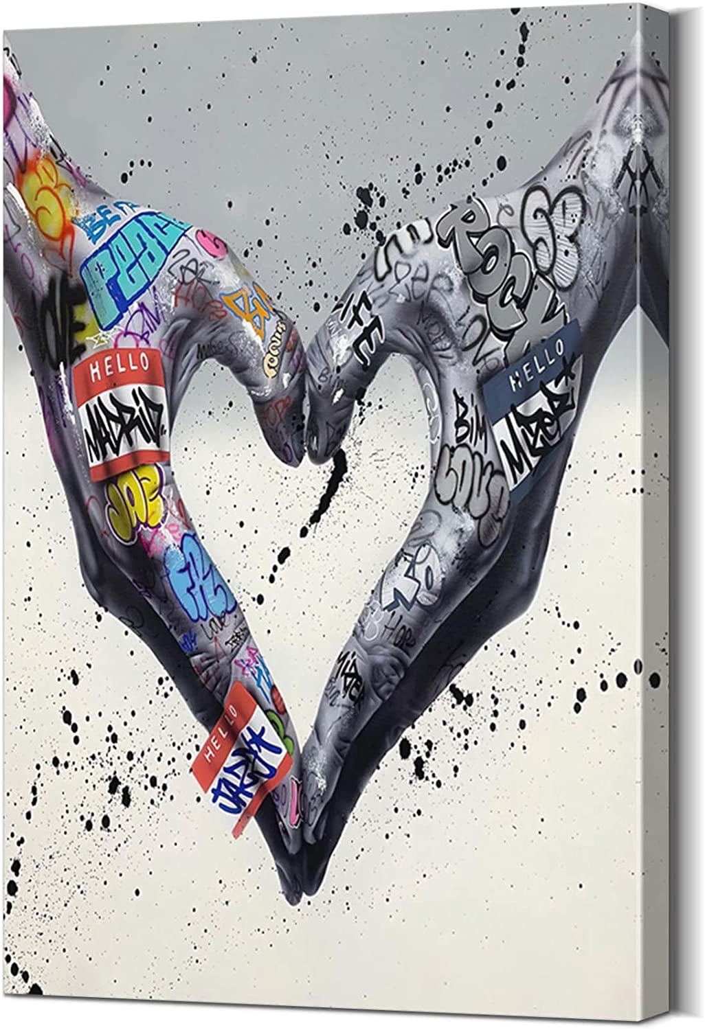 AABERIC Graffiti Wall Art Graffiti Art Heart Gesture Couples Bedroom ...