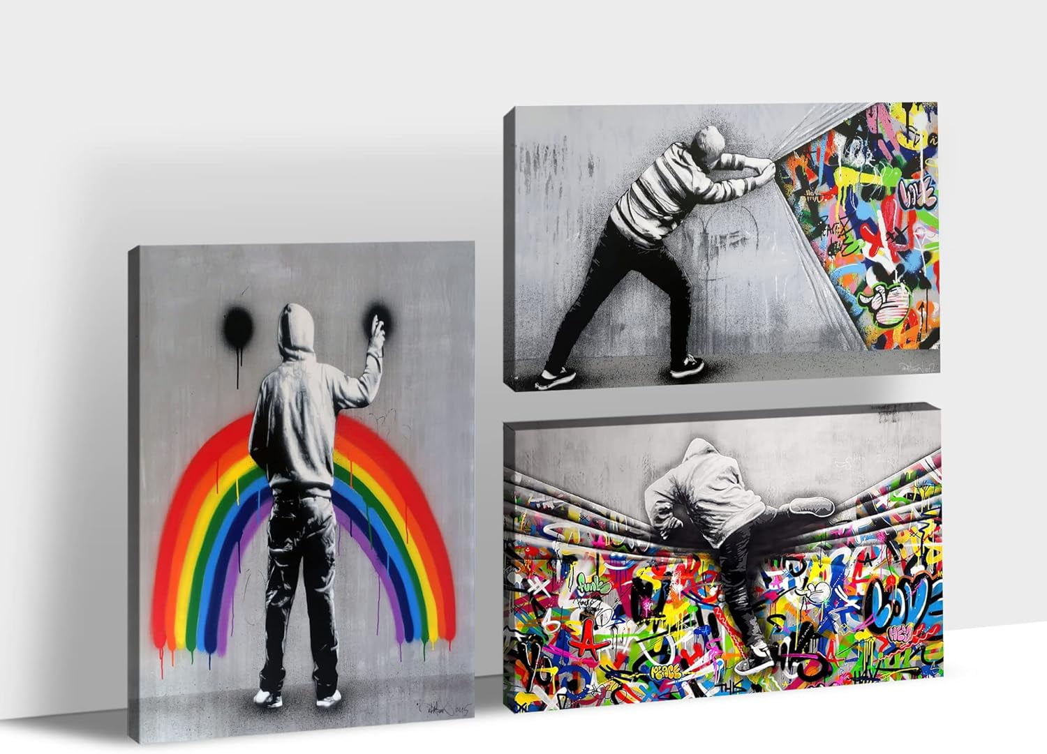 AABERIC Graffiti Wall Art - Street Art Canvas Graffiti, 3 Pieces Wall ...