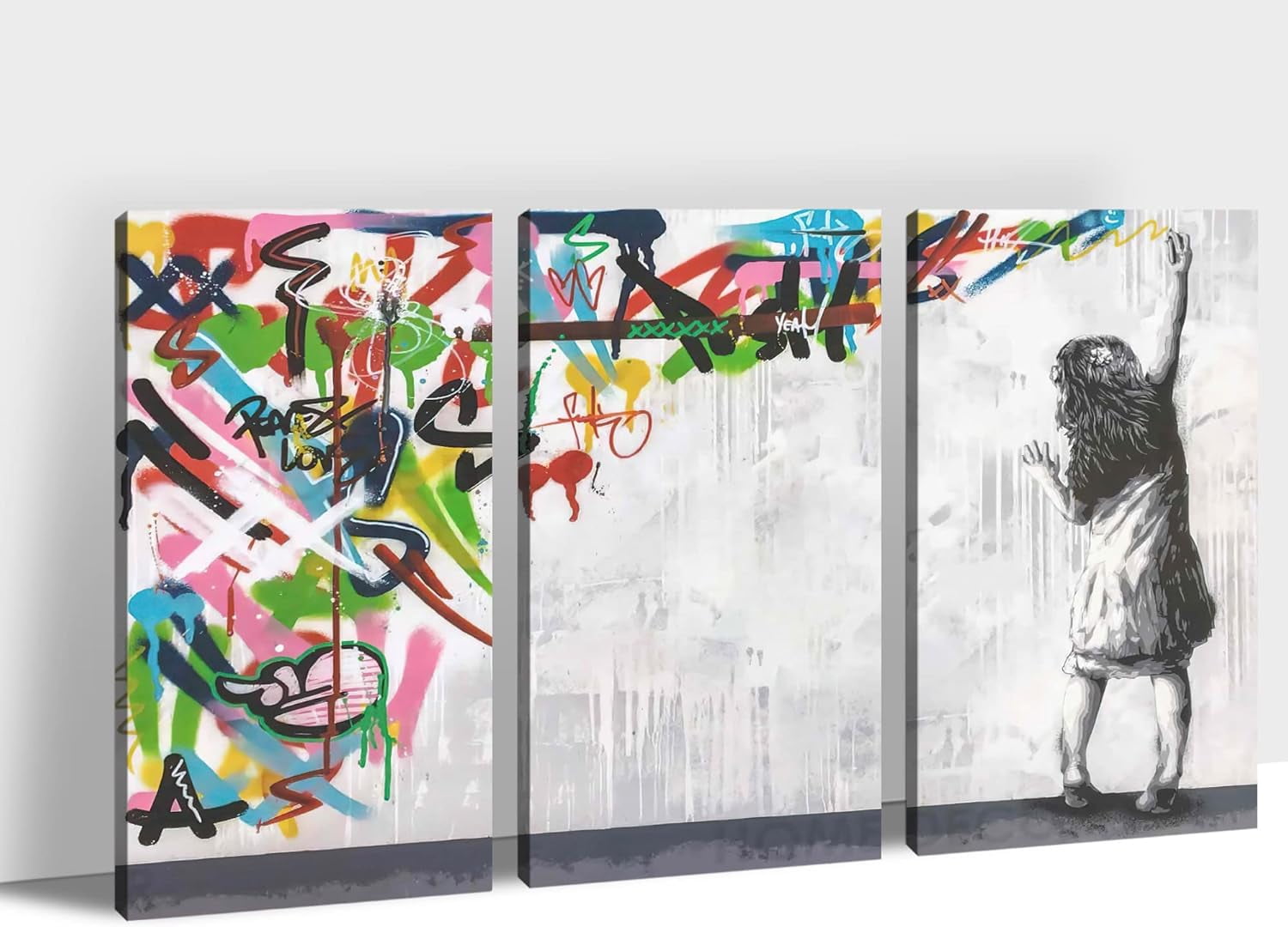 AABERIC Graffiti Wall Art - Street Art Canvas Graffiti, 3 Pieces Wall ...