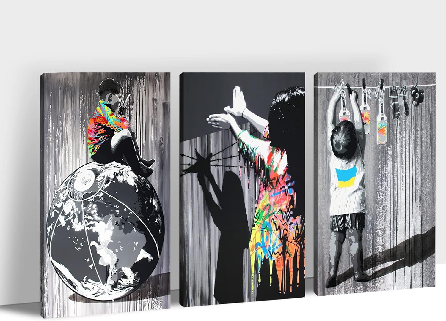 AABERIC Graffiti Wall Art - Street Art Canvas Graffiti, 3 Pieces Wall ...