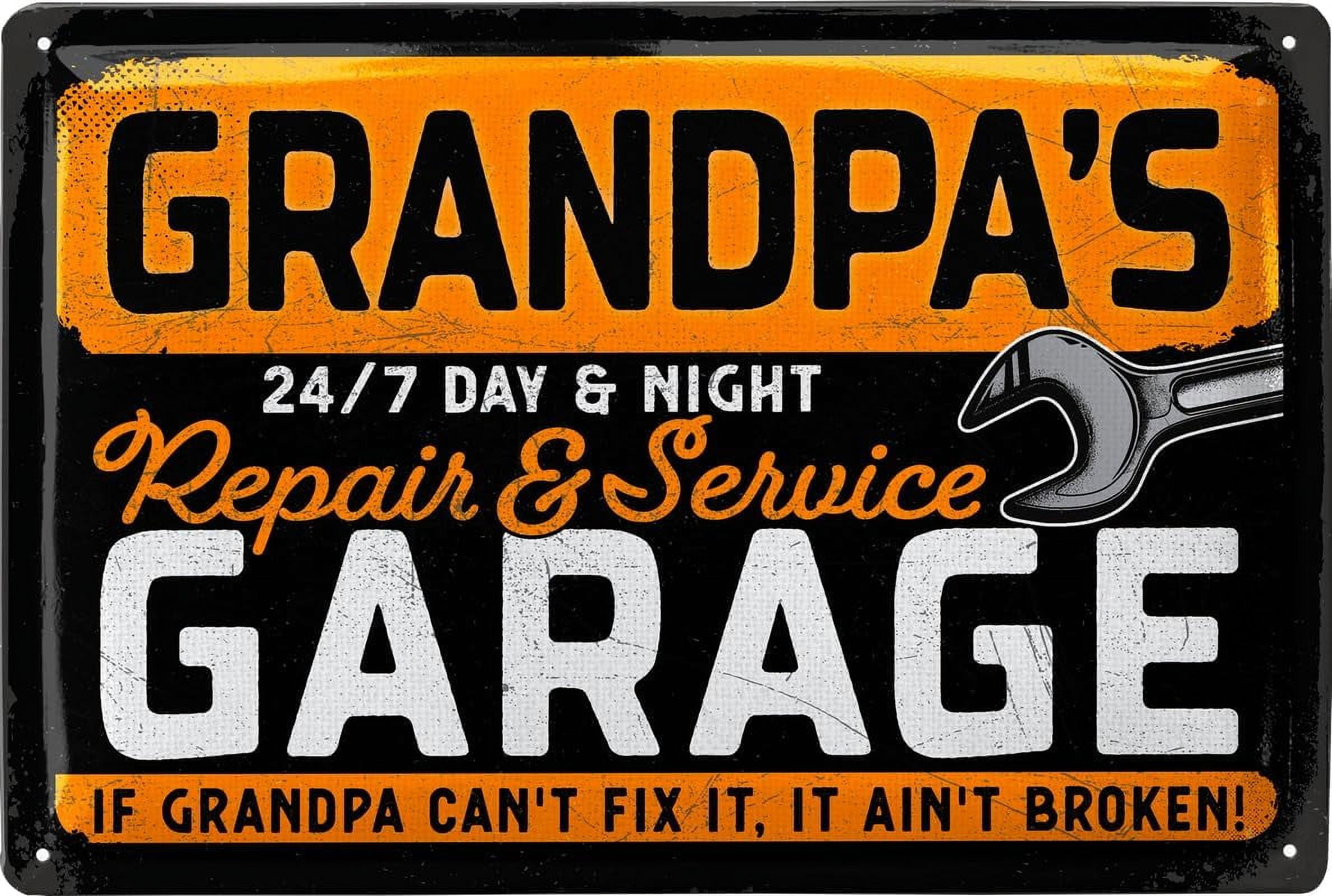 AABERIC Grandpas Garage Sign IF GRANPA CAN'T FIX IT, Grandpa's Garage ...