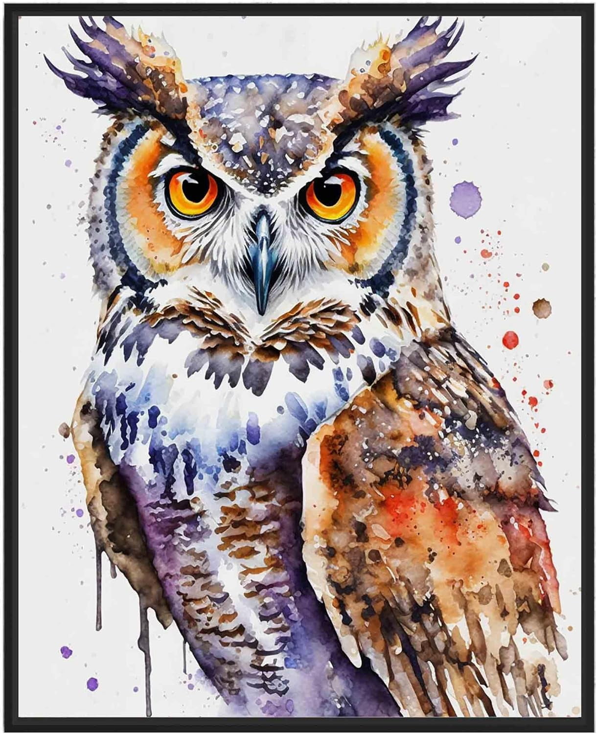 AABERIC Great Horned Owl Art Print Poster, Abstract Watercolor Animal Wall Art Prints, WIldlife ...