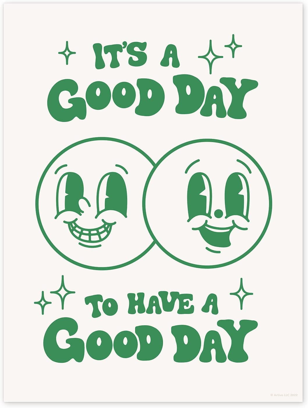 AABERIC Green Nostalgia Room Wall Art 'Have A Good Day': Vintage Poster ...
