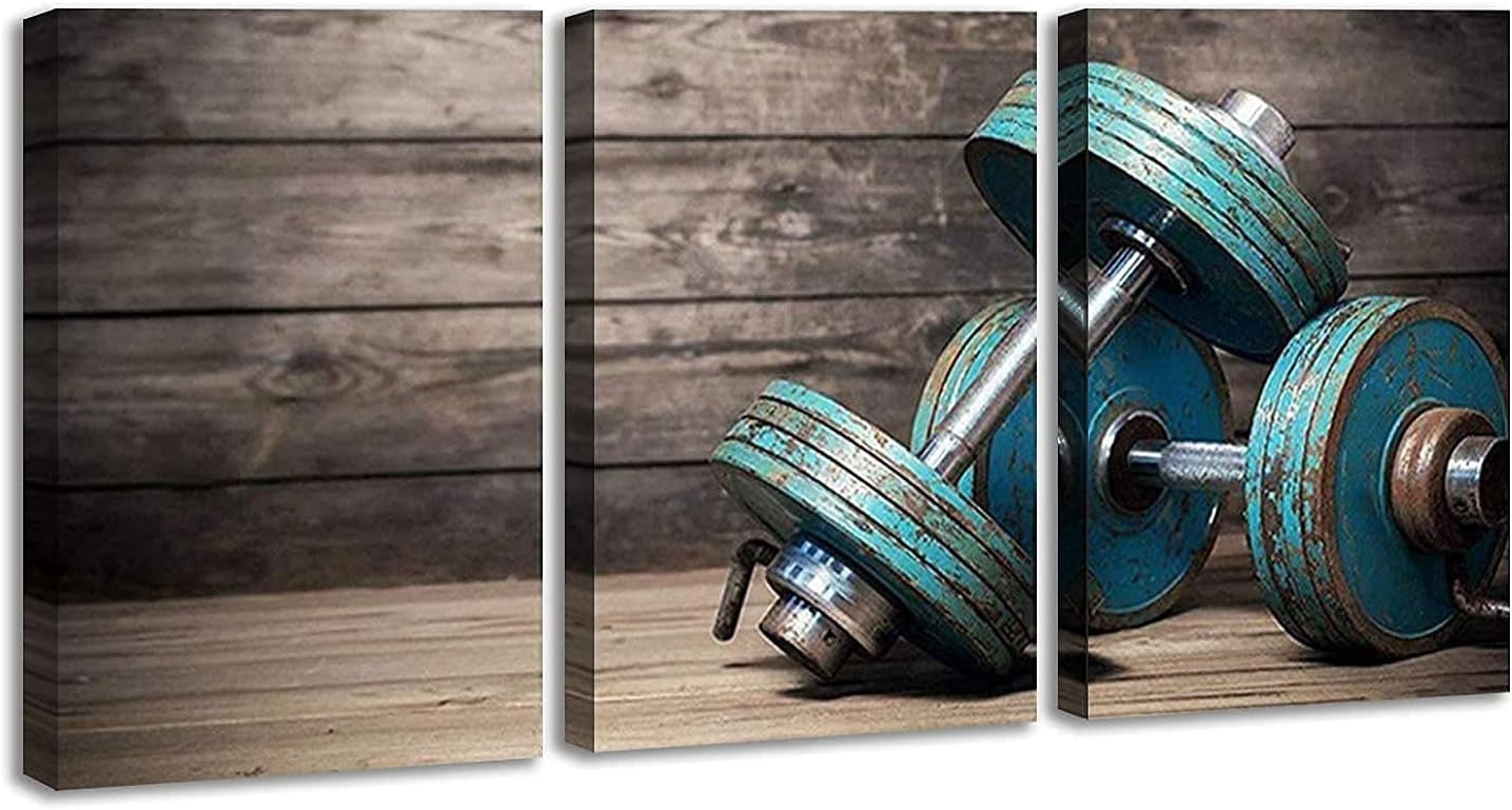 AABERIC Gym Canvas Wall Art: Modular Dumbbell Poster for Fitness ...