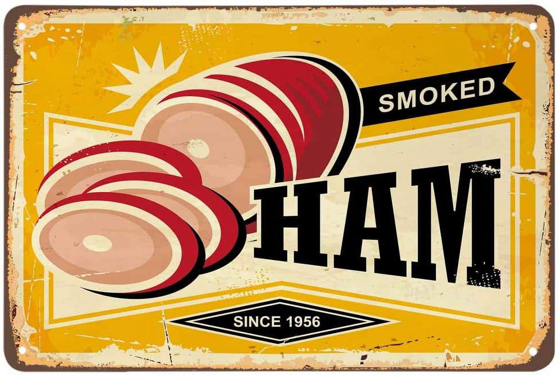 AABERIC Ham Tin Sign,Smoked Meat Meal Chop Cooking Delicious Restaurant ...