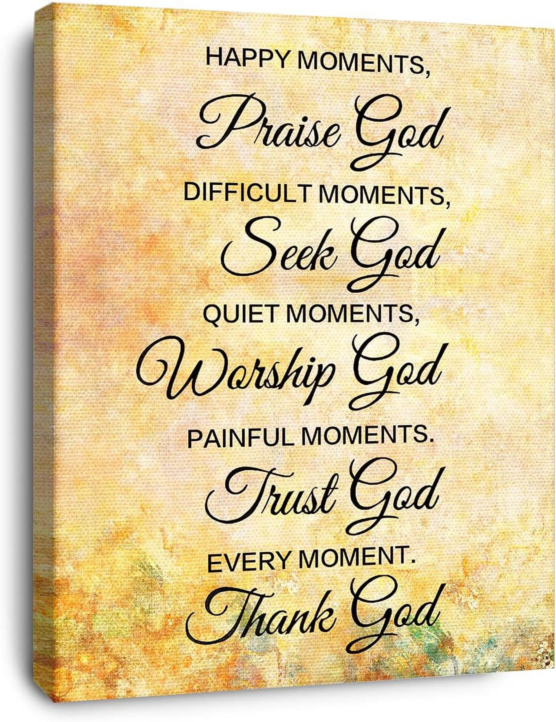 AABERIC Happy Moments Praise God Wall Art Christian Canvas Wall Decor ...