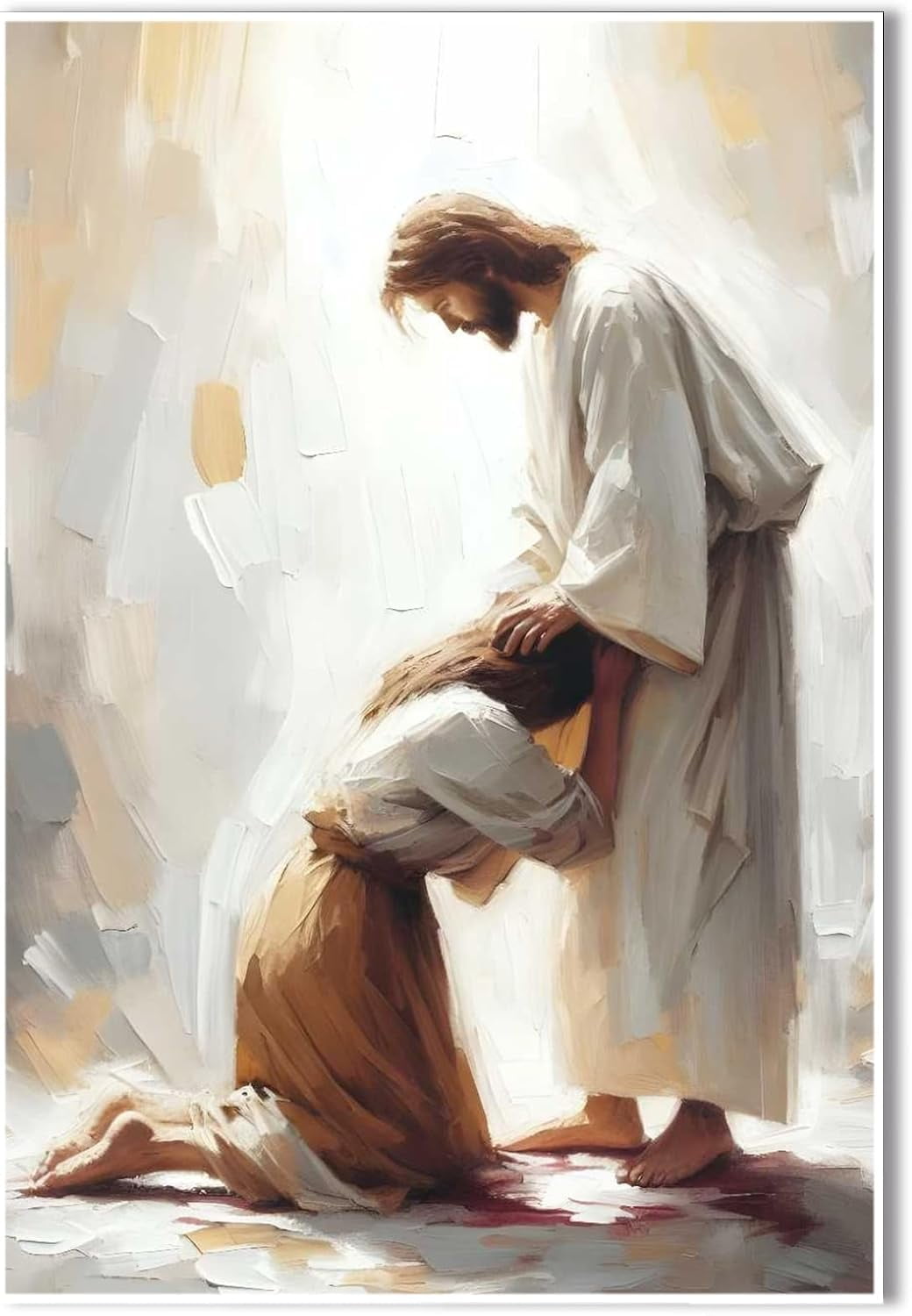 AABERIC Healing Touch Christian Painting Jesus and Girl Wall Art Mormon ...