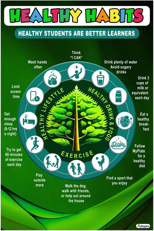 AABERIC Healthy Daily Habits Poster Wheel Nutrition Canvas Prints Wall ...