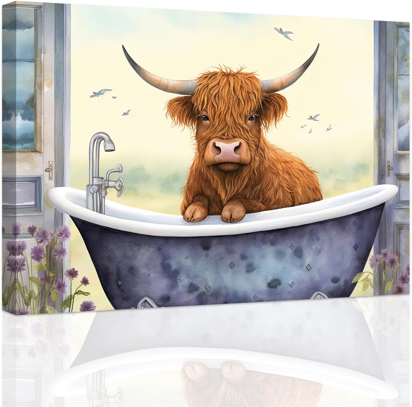 AABERIC Highland Cattle Canvas Wall Art Graffiti Cow Pictures Wall ...