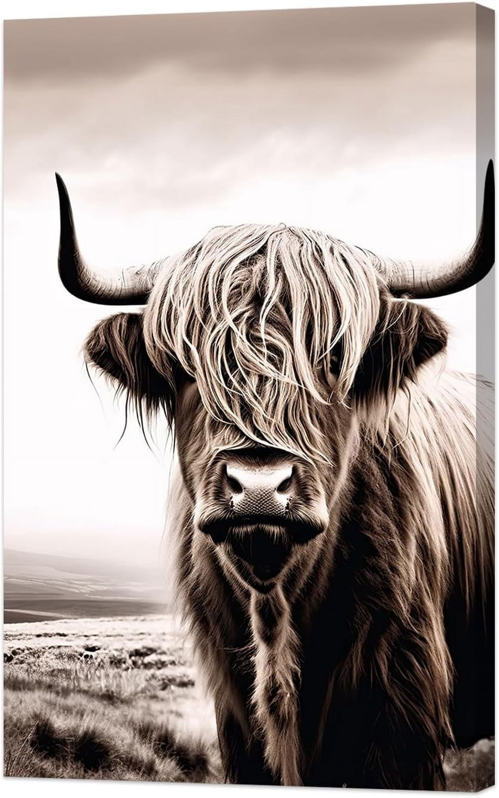 AABERIC Highland Cattle Wall Decor Rustic Farmhouse Cow Painting Farm ...