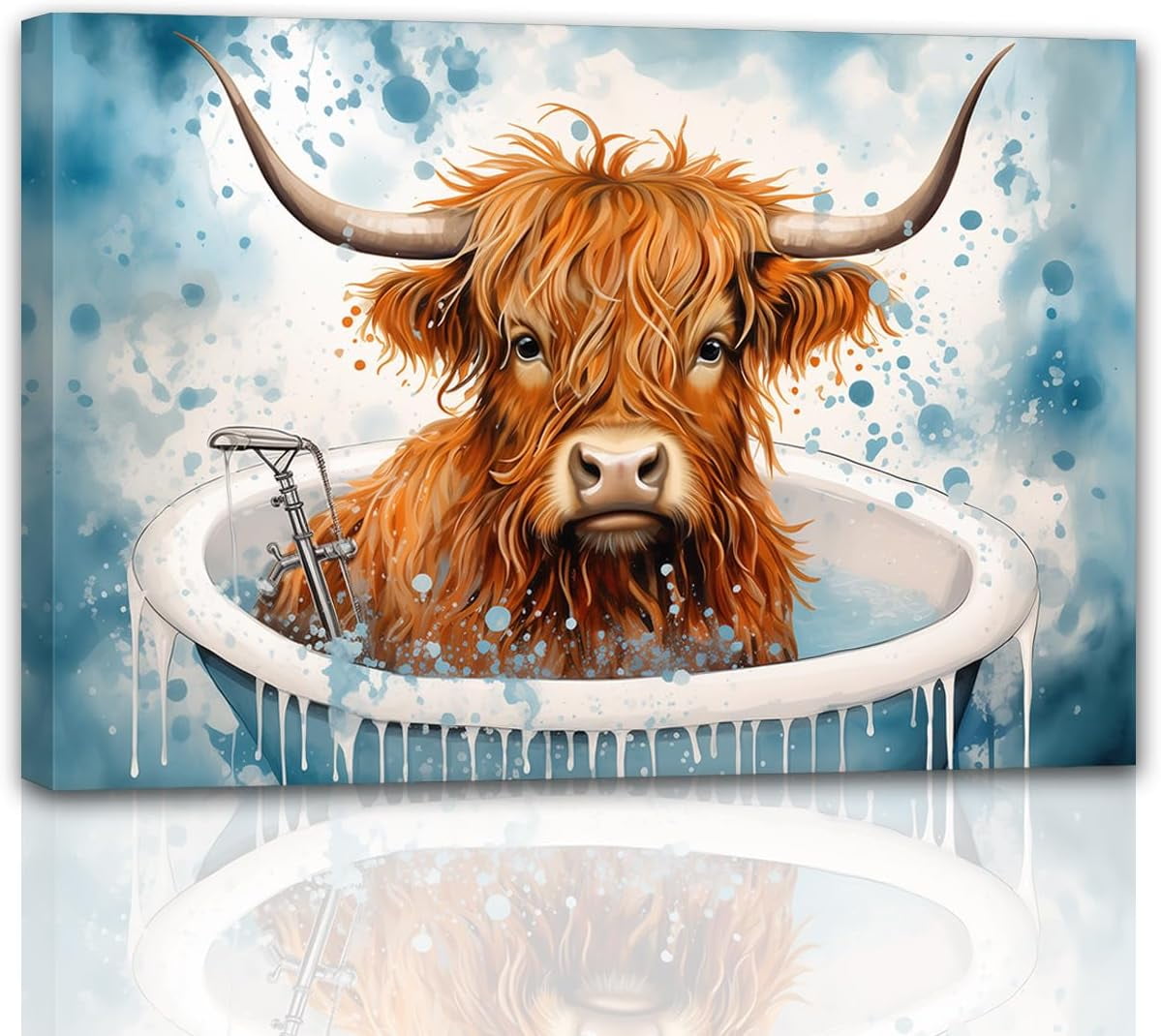 AABERIC Highland Cow Canvas Wall Art Animals Buckets Picture Rustic ...