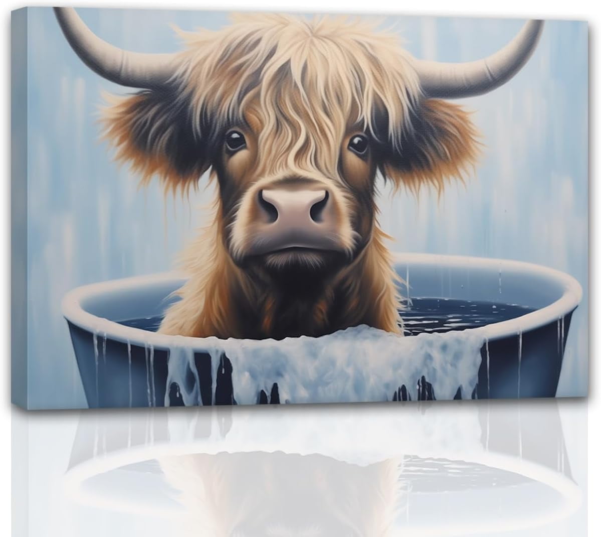 AABERIC Highland Cow Canvas Wall Art Animals Buckets Picture Rustic ...