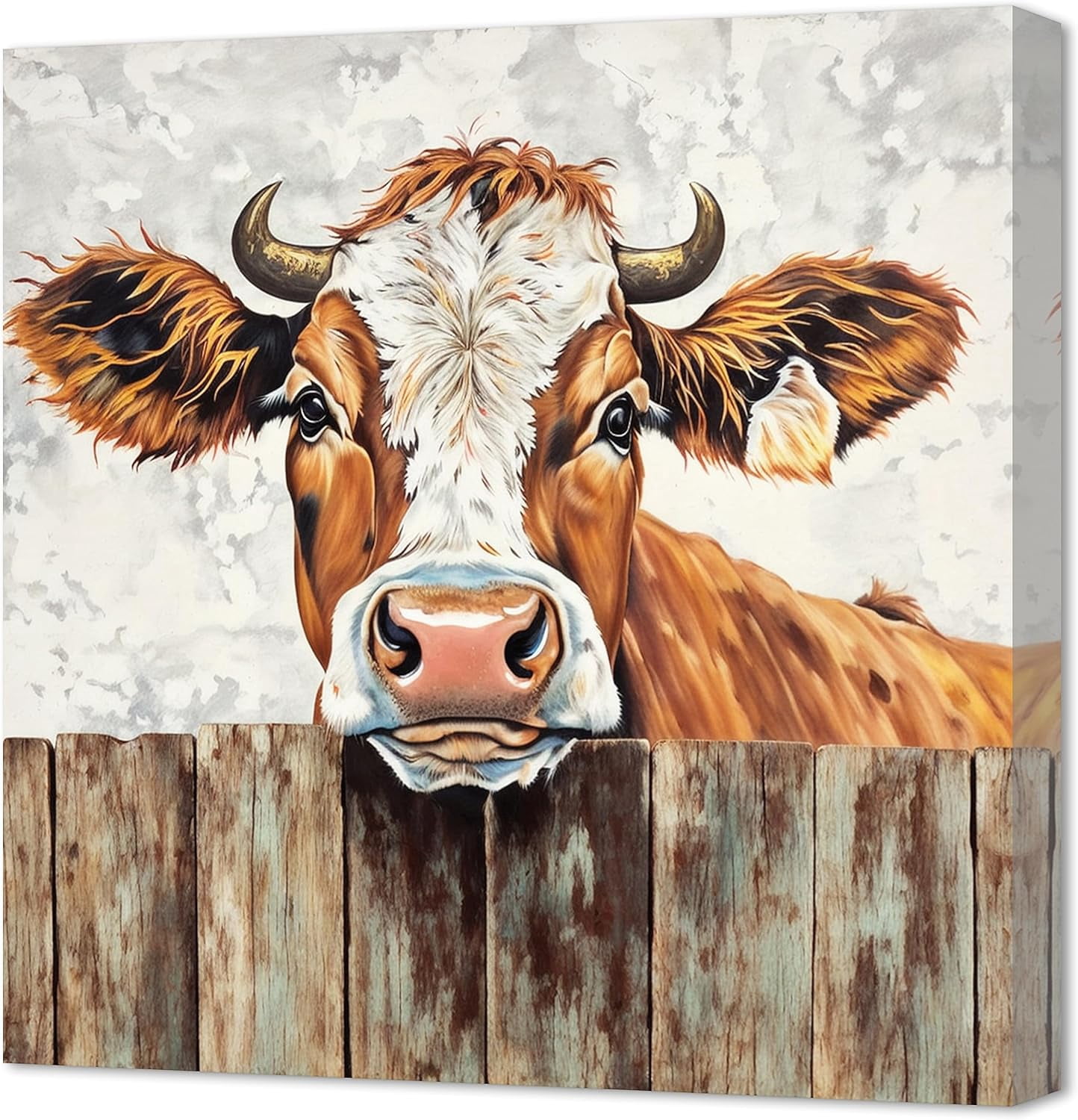 AABERIC Highland Cow Canvas Wall Art Farmhouse Cattle for Country Theme ...
