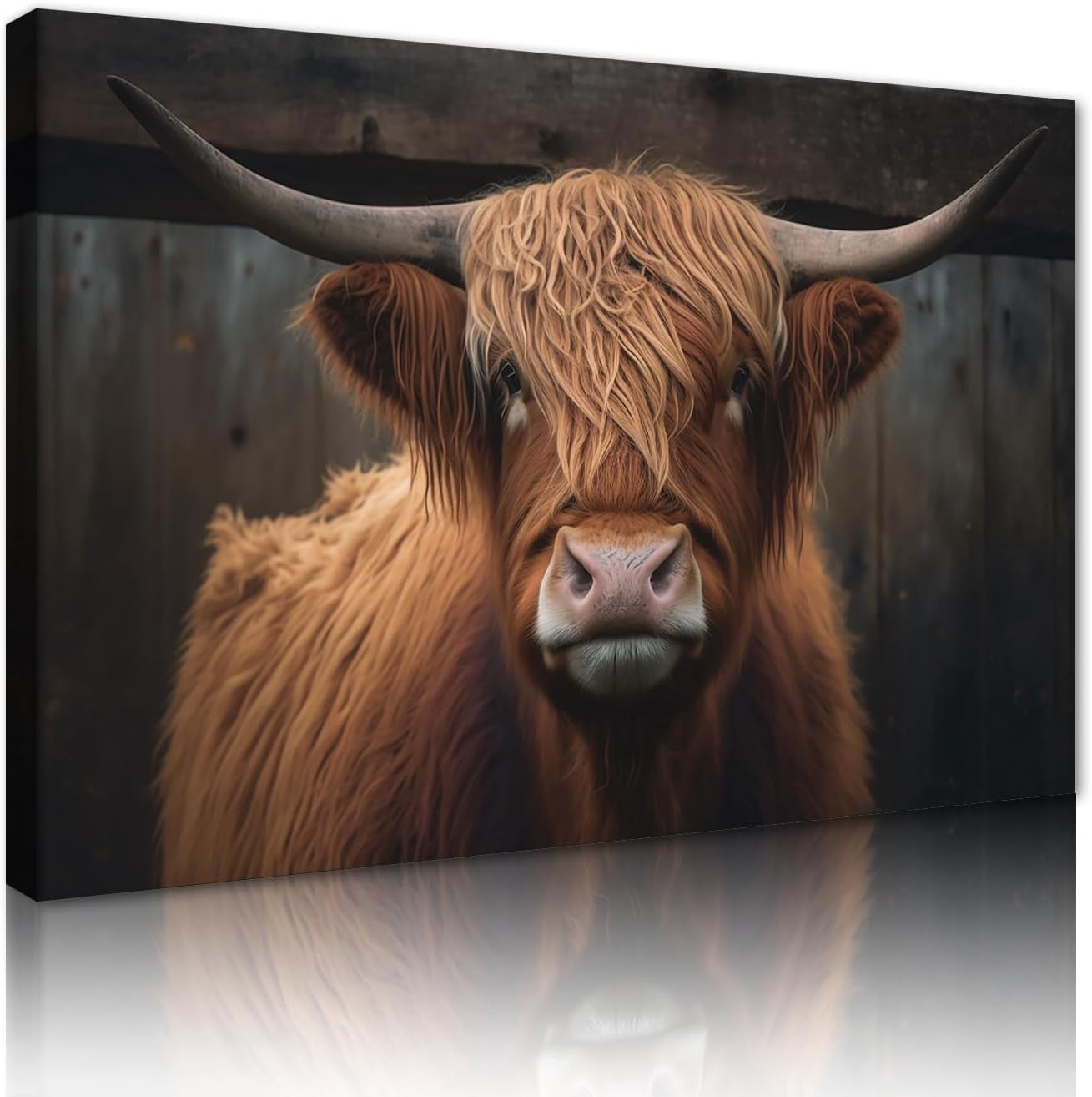 AABERIC Highland Cow Canvas Wall Art Farmhouse Cow Wall Art Black and ...