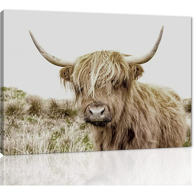 AABERIC Highland Cow Decor Cute Animal Vintage Picture Modern Canvas ...
