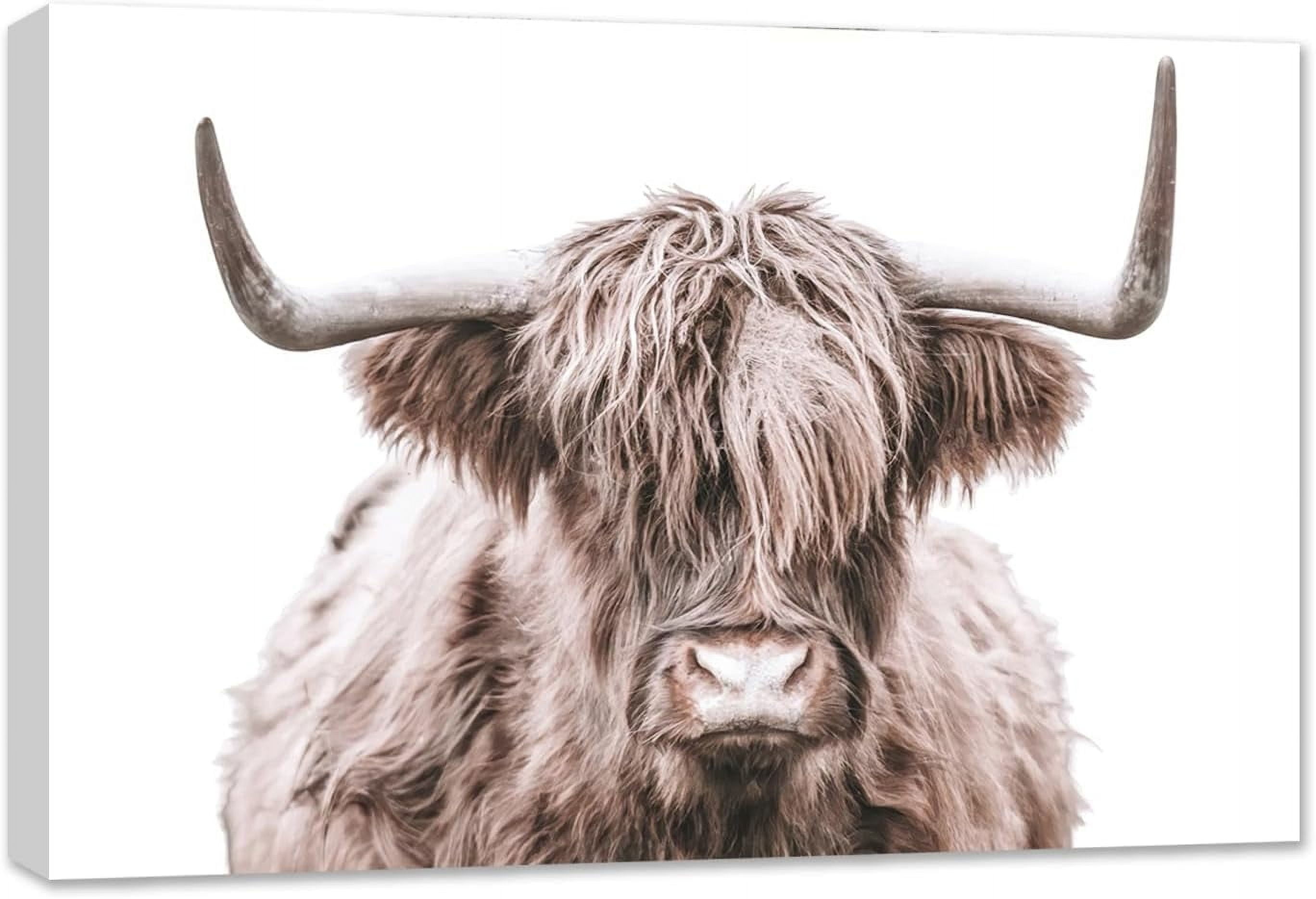 AABERIC Highland Cow with Flower Crown Poster, Farmhouse Print, Rustic ...