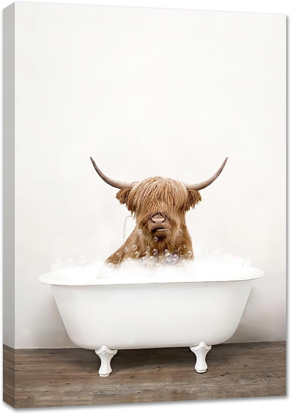 AABERIC Highland Cow with Flower Crown Poster, Farmhouse Print, Rustic ...