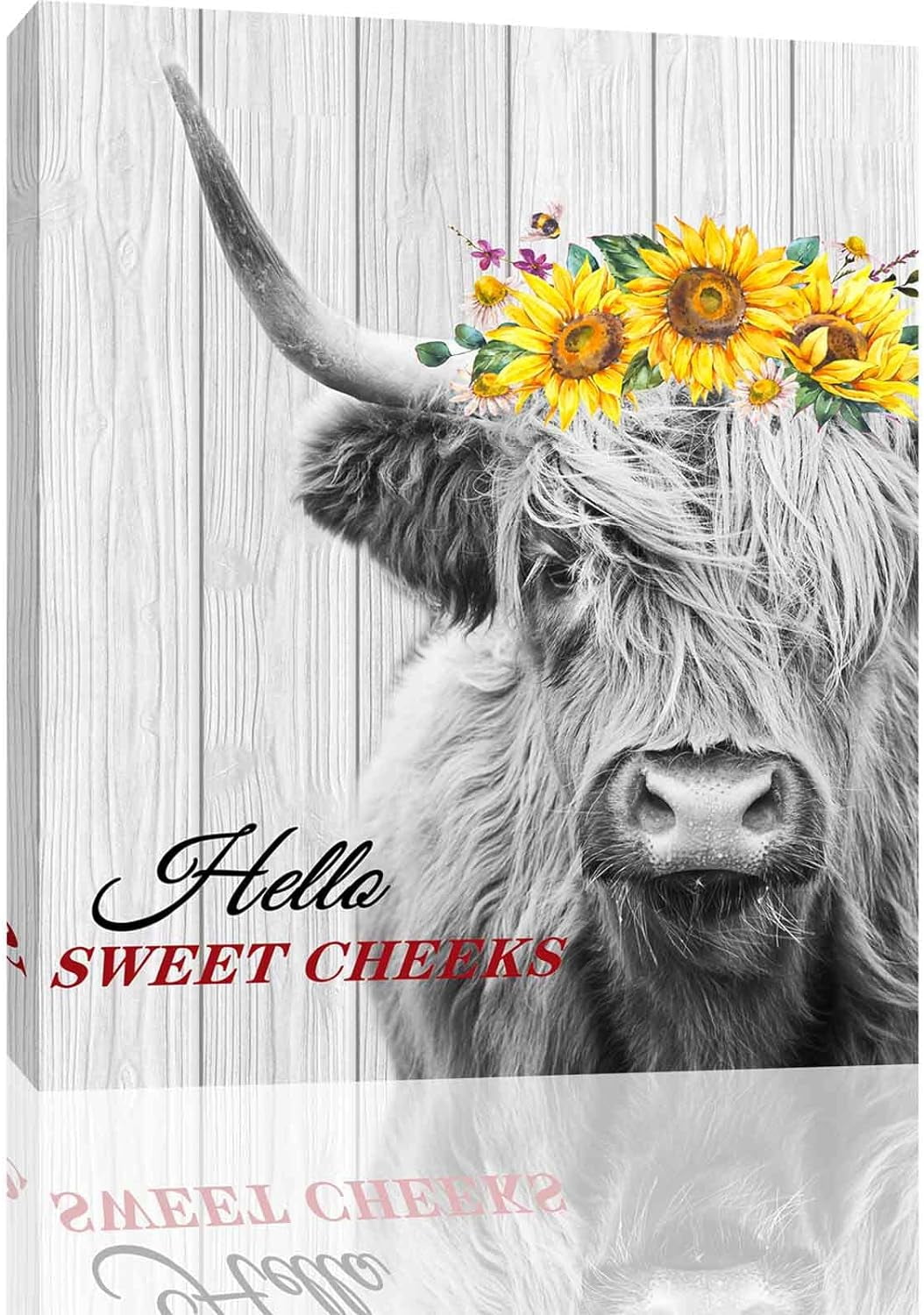 AABERIC Highland Cow Head Wearing Flowers and Cute Pig Lavender ...