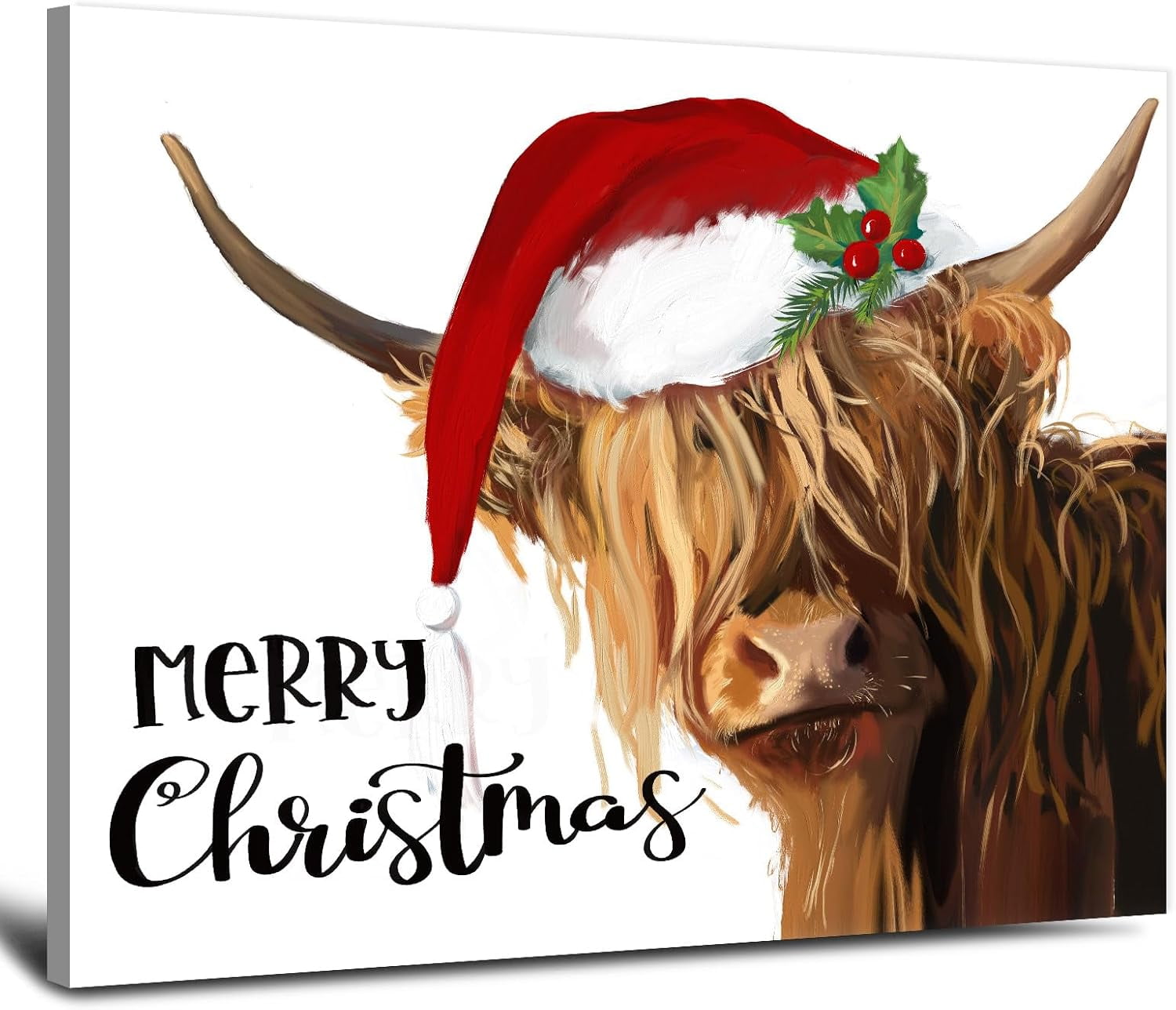 AABERIC Highland Cow Pictures: Farmhouse Christmas Canvas Wall Art ...