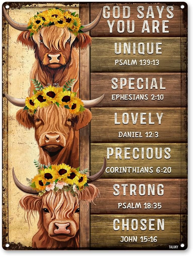 AABERIC Highland Cow Sign Decor For Bedroom, Highlander Cows Decor ...