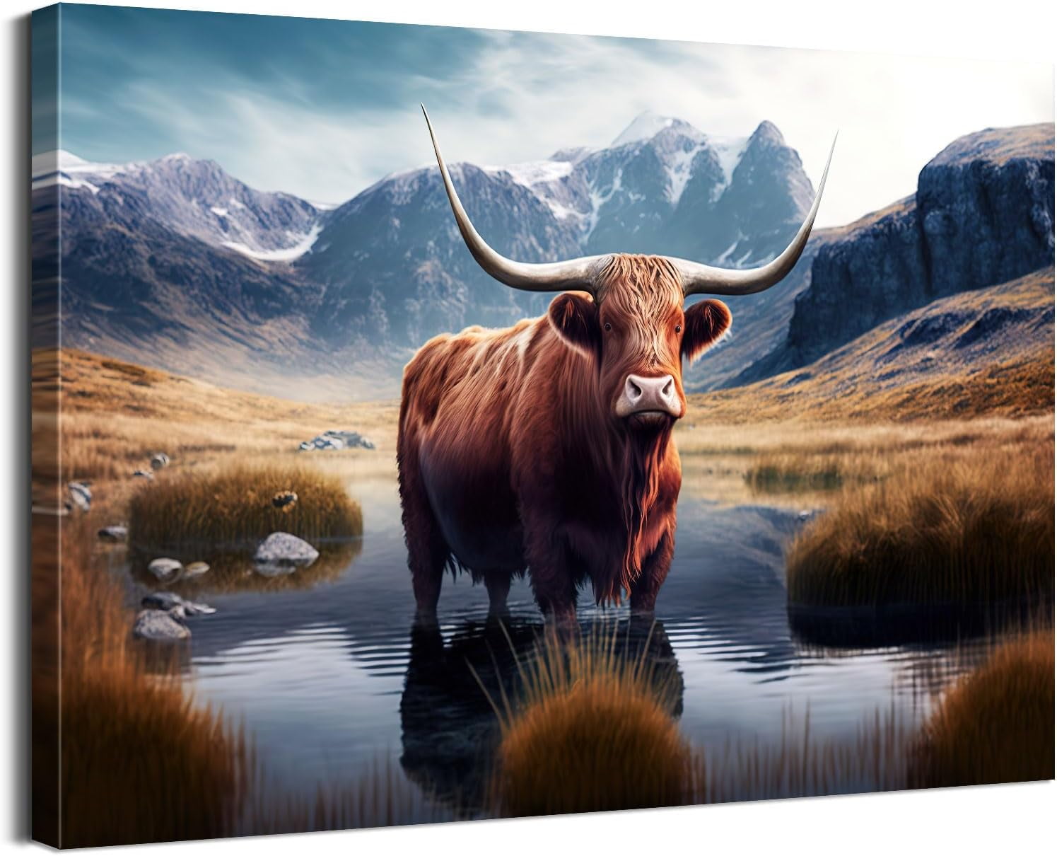 AABERIC Highland Cow Wall Art Cow Wall Art Farmhouse Wall Art Animal Canvas Wall Art Cow Picture ...
