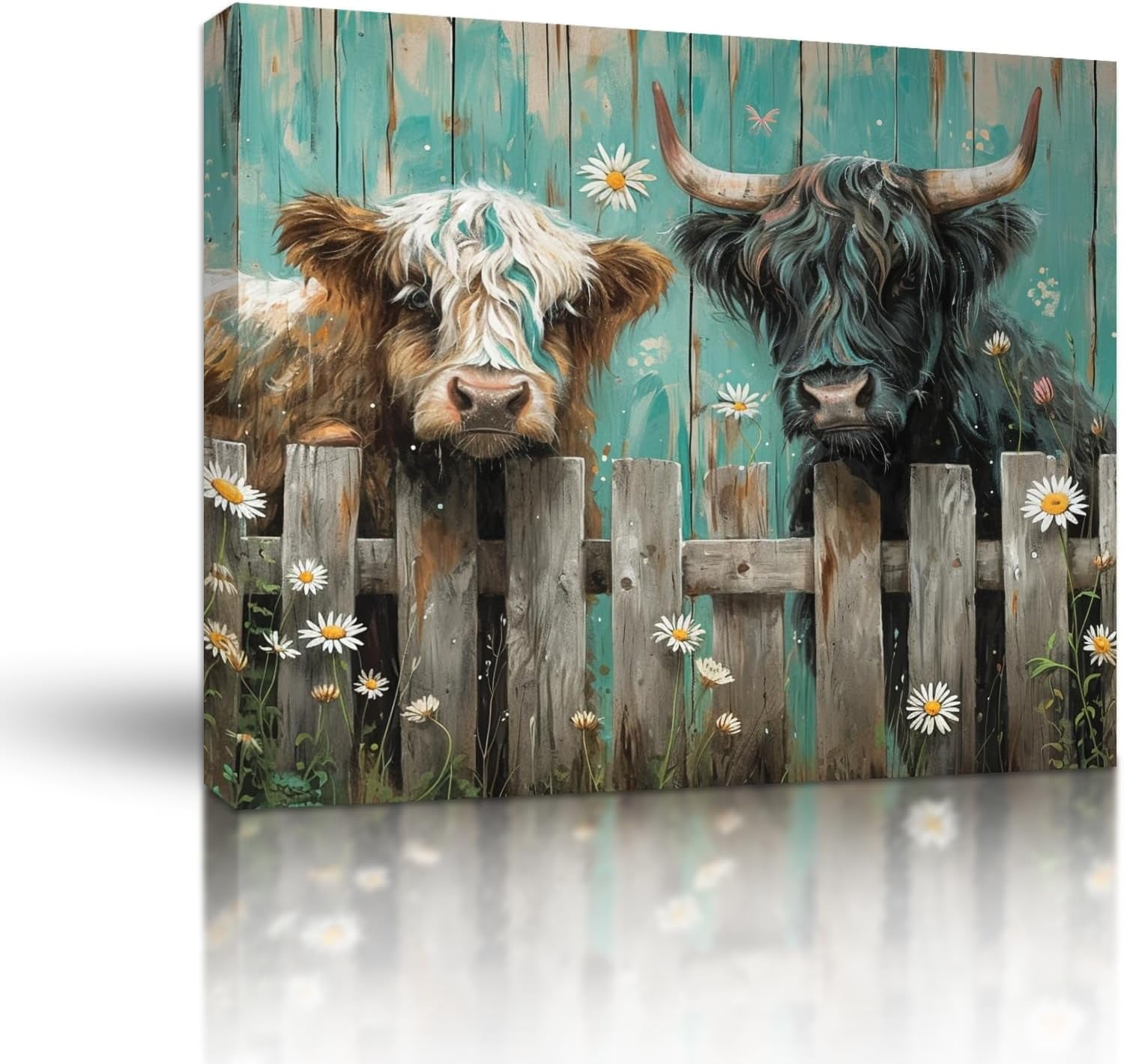 AABERIC Highland Cow Wall Art,Highland Cow and Cattle Companion,A Serene Scottish Wildlife ...