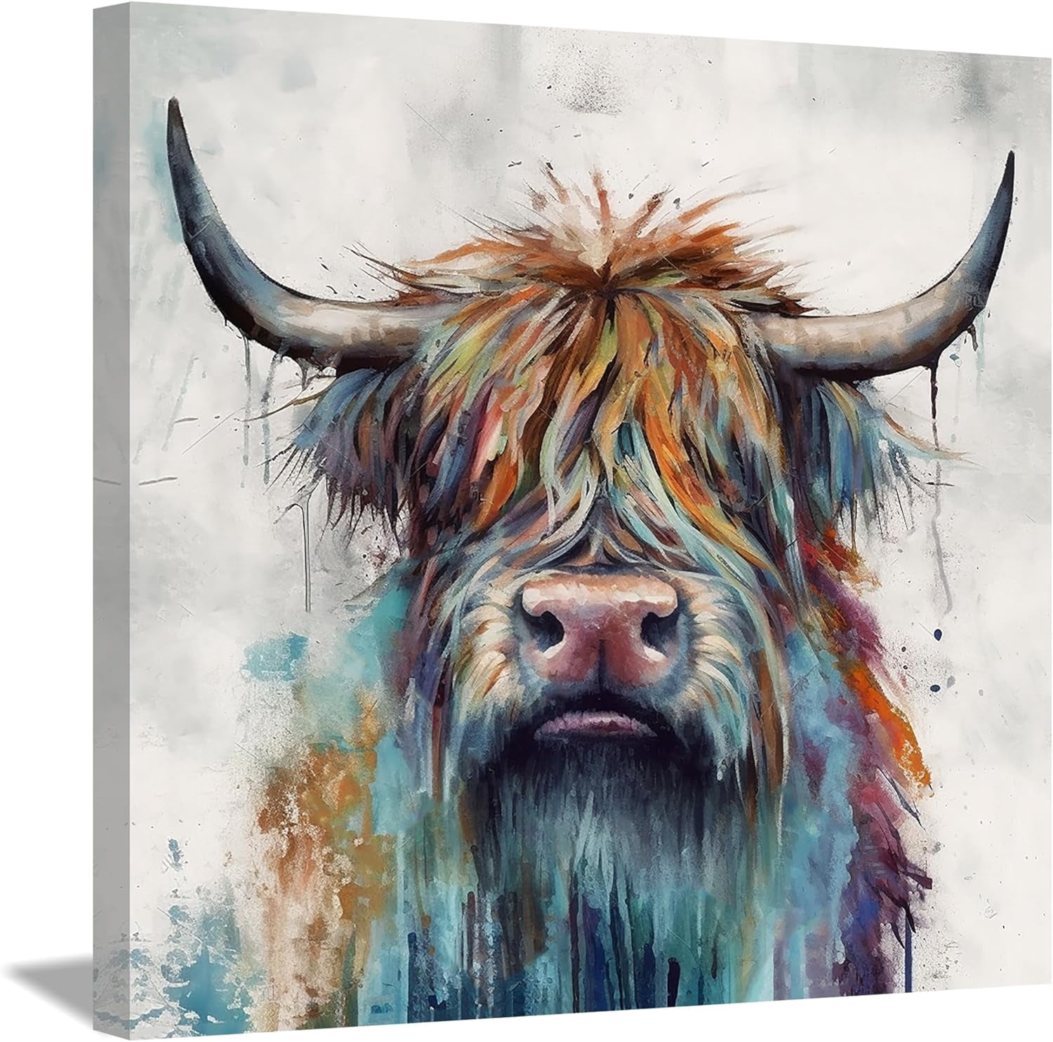 AABERIC Highland Cow Wall Art Watercolor Animals Canvas Print Picture ...