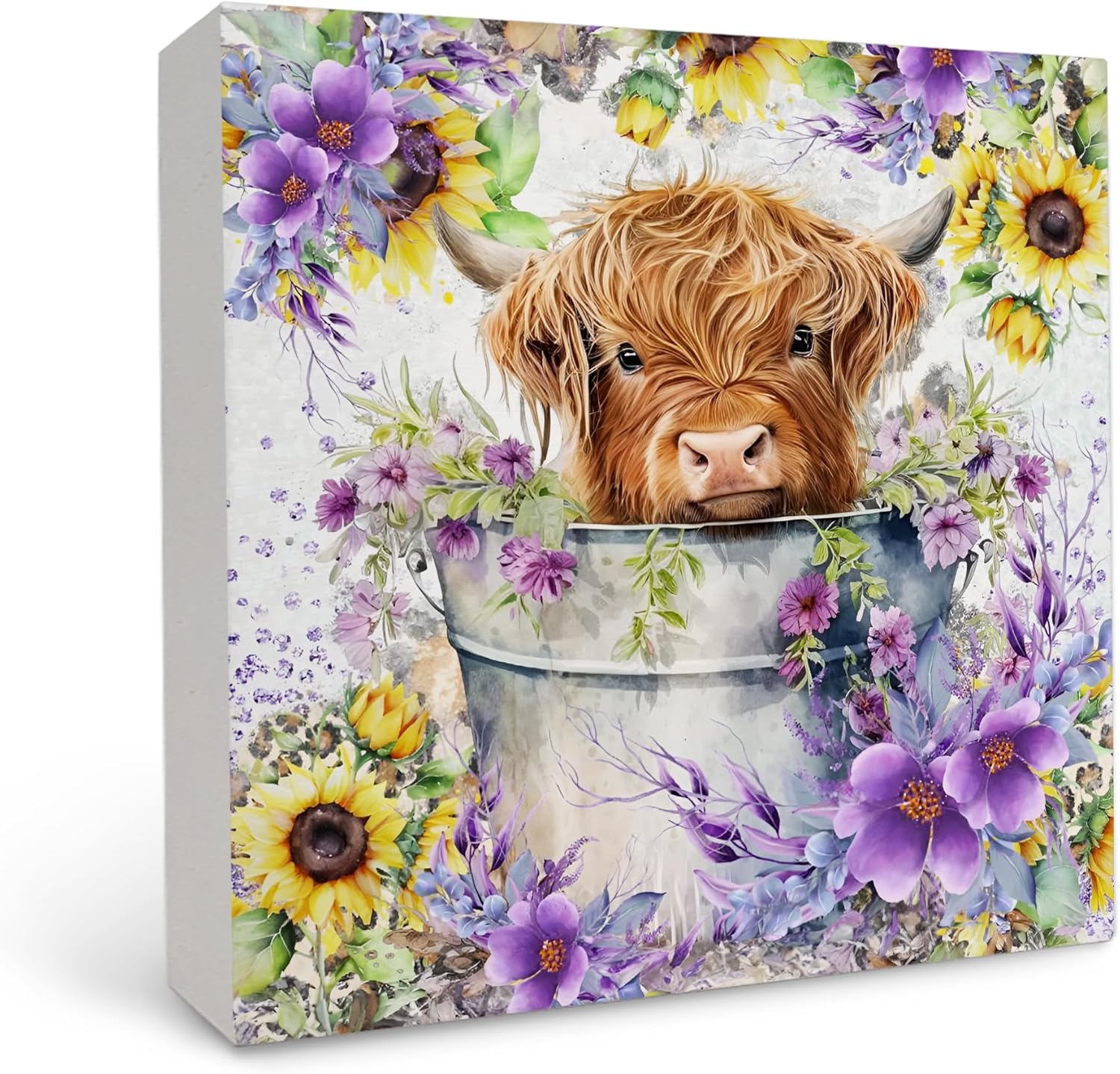AABERIC Highland Cow Wooden Posters - , Rustic Animal & Floral ...