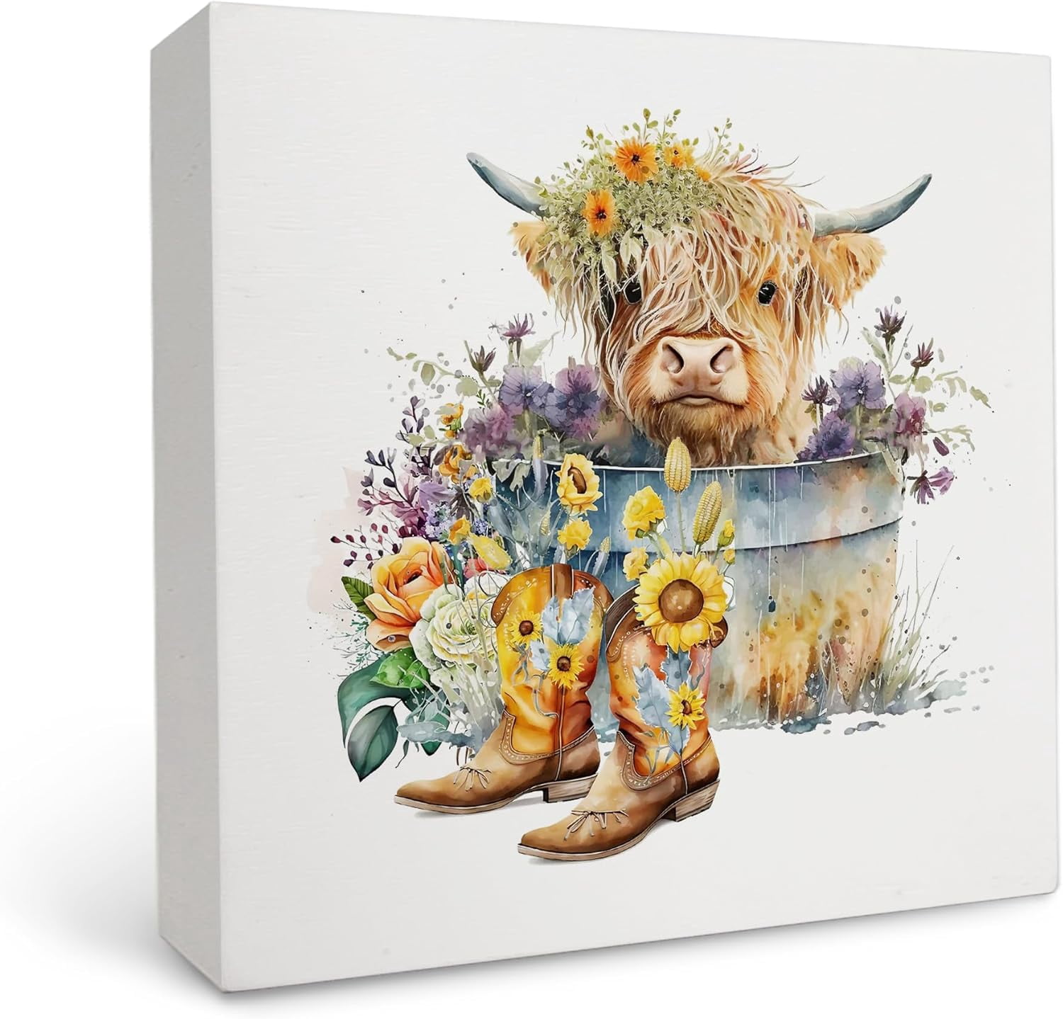 AABERIC Highland Cow Wooden Posterss - Highland Cow Gifts Western ...