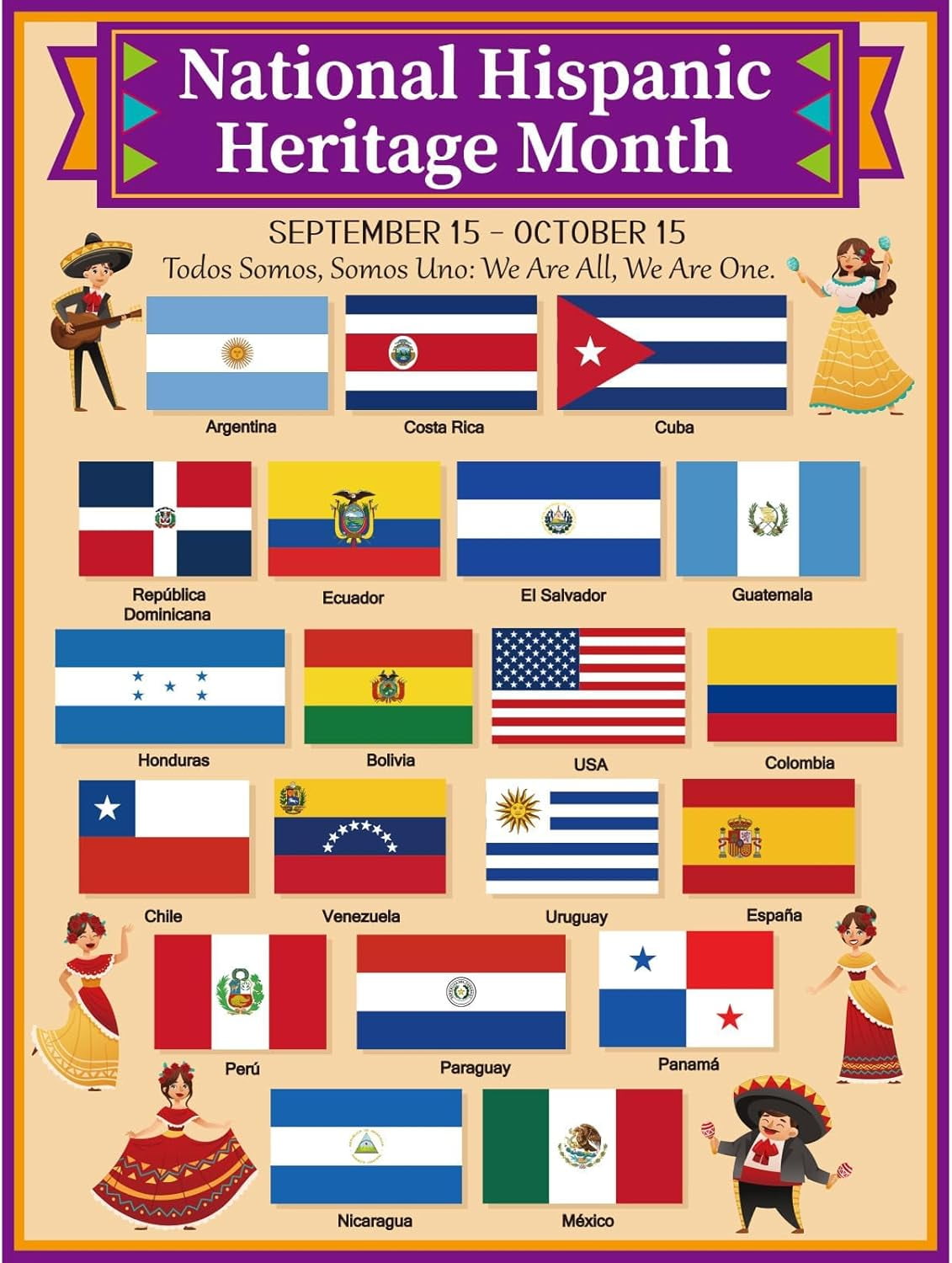 AABERIC Hispanic Heritage Month Canvas Prints Wall Posters with ...