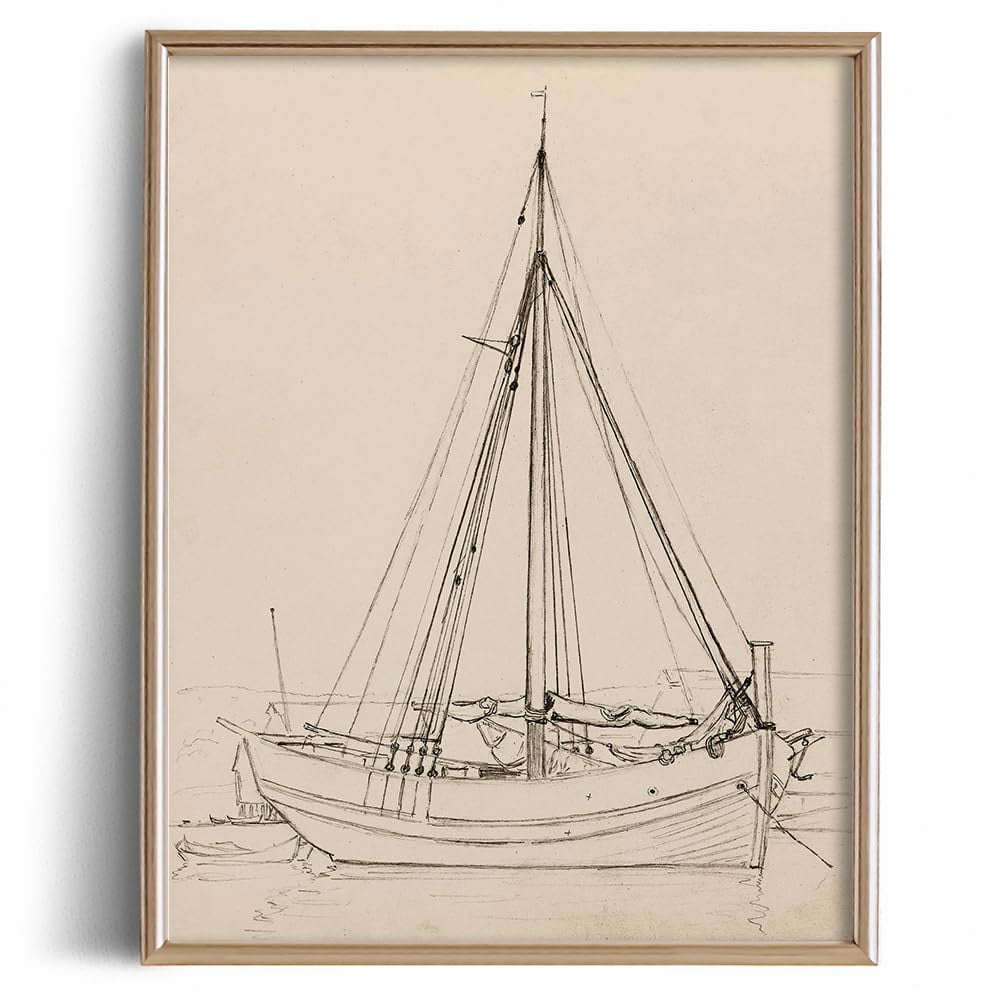 AABERIC Horse Drawing Etching Rustic Gray Picture - Beige Equine Pony ...