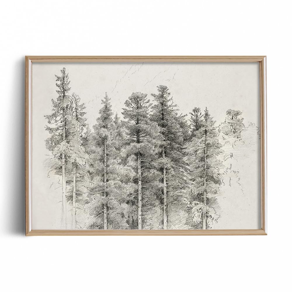 AABERIC Horse Drawing Etching Rustic Gray Picture - Beige Equine Pony ...