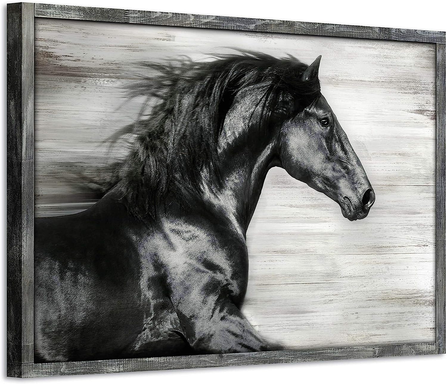 AABERIC Horse Picture Animal Art Prints: Wild Black Stallion Graphic ...