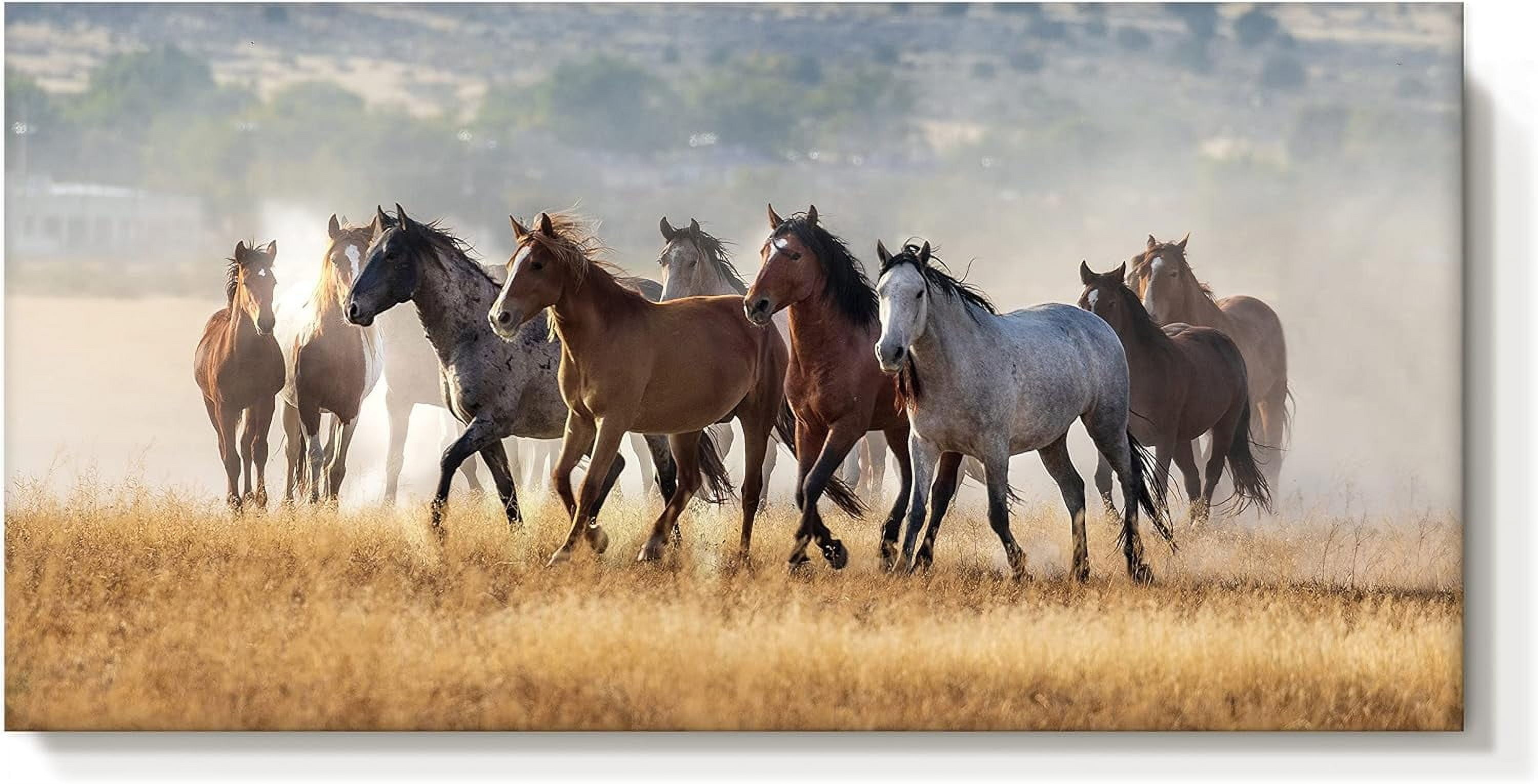 AABERIC Horses Wall Art Decor Framed: 45x30 The Large Farmhouse Wooden ...