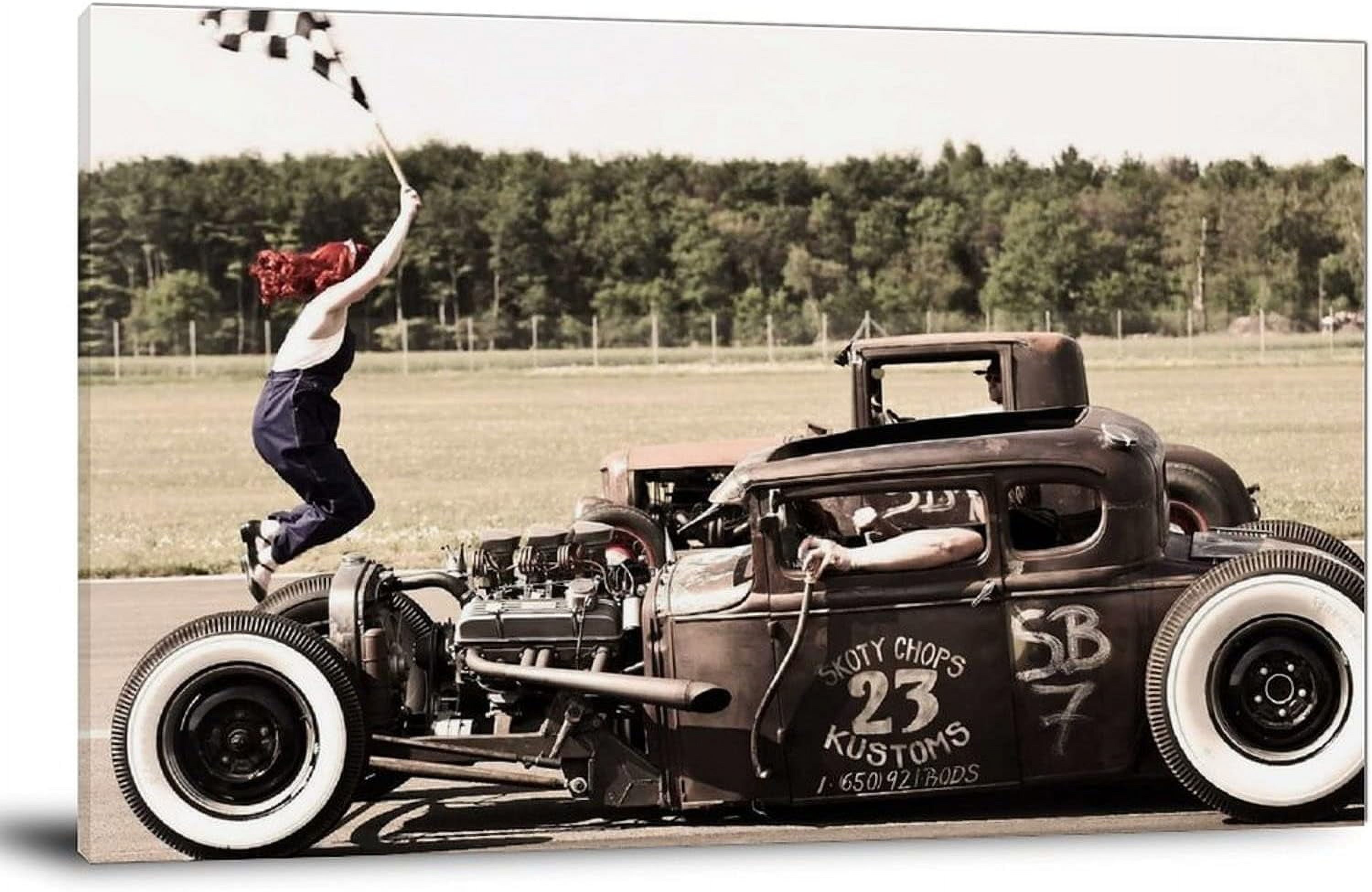 AABERIC Hot Rod Drag Racing Poster Decorative Painting Canvas Wall Art ...