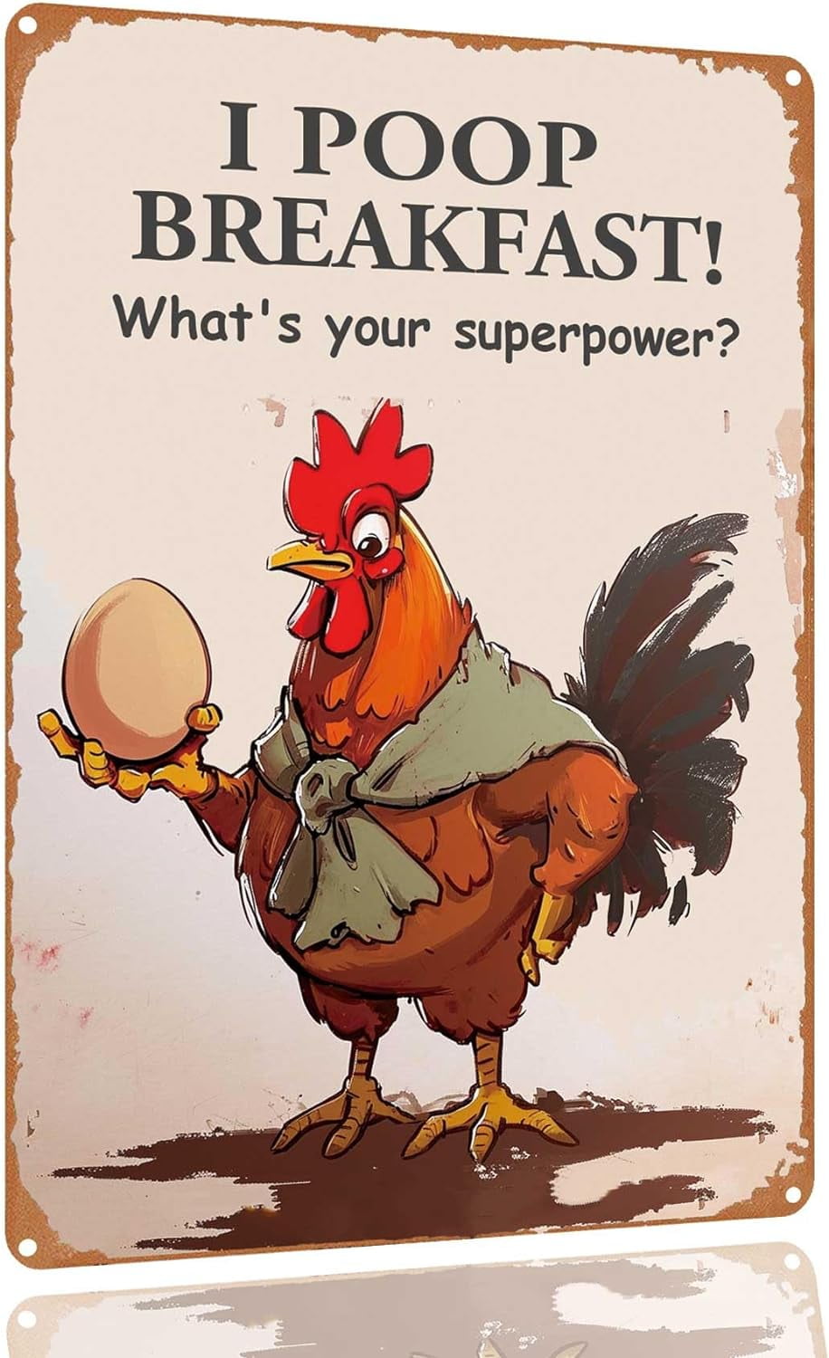 AABERIC I Poop Breakfast Whats Your Superpower Tin Funny Chicken Metal ...