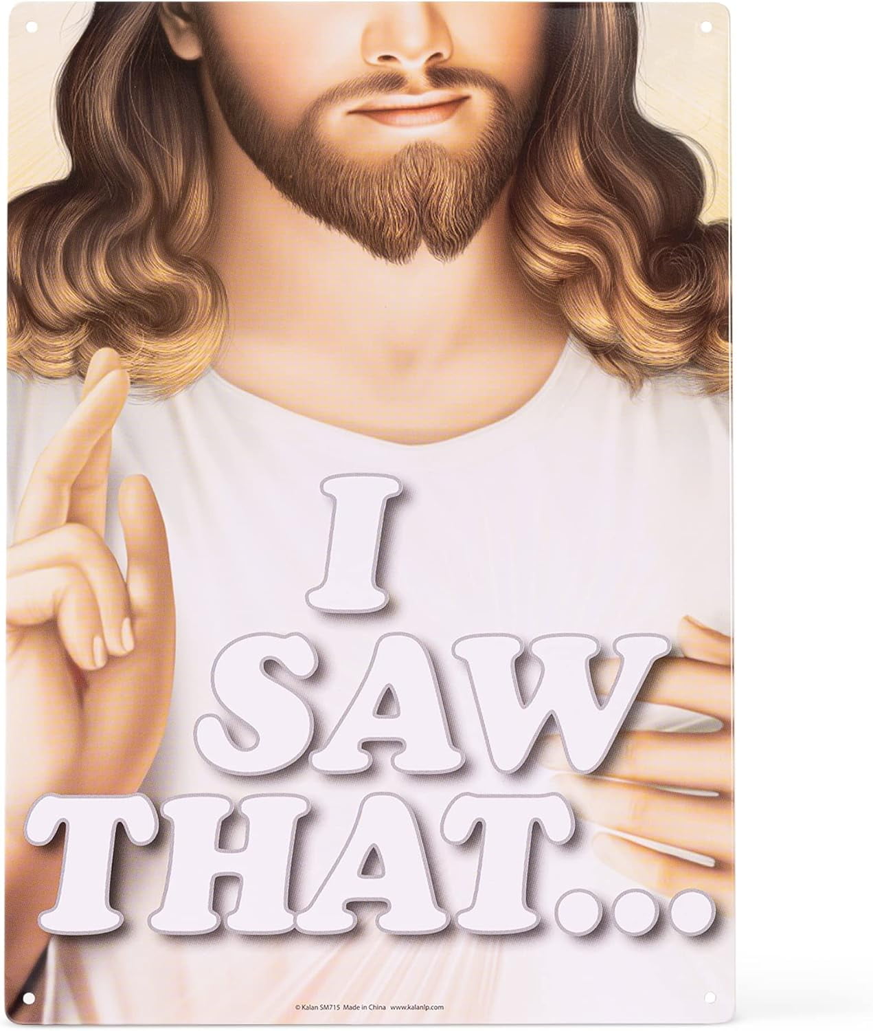 AABERIC I Saw That Jesus Metal Sign - Easy-to-Hang Wall Decor - Fun Tin ...