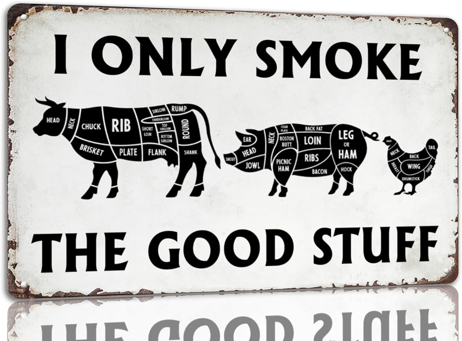 AABERIC I Only Smoke The Good Stuff Tin Sign Vintage BBQ Metal Signs ...