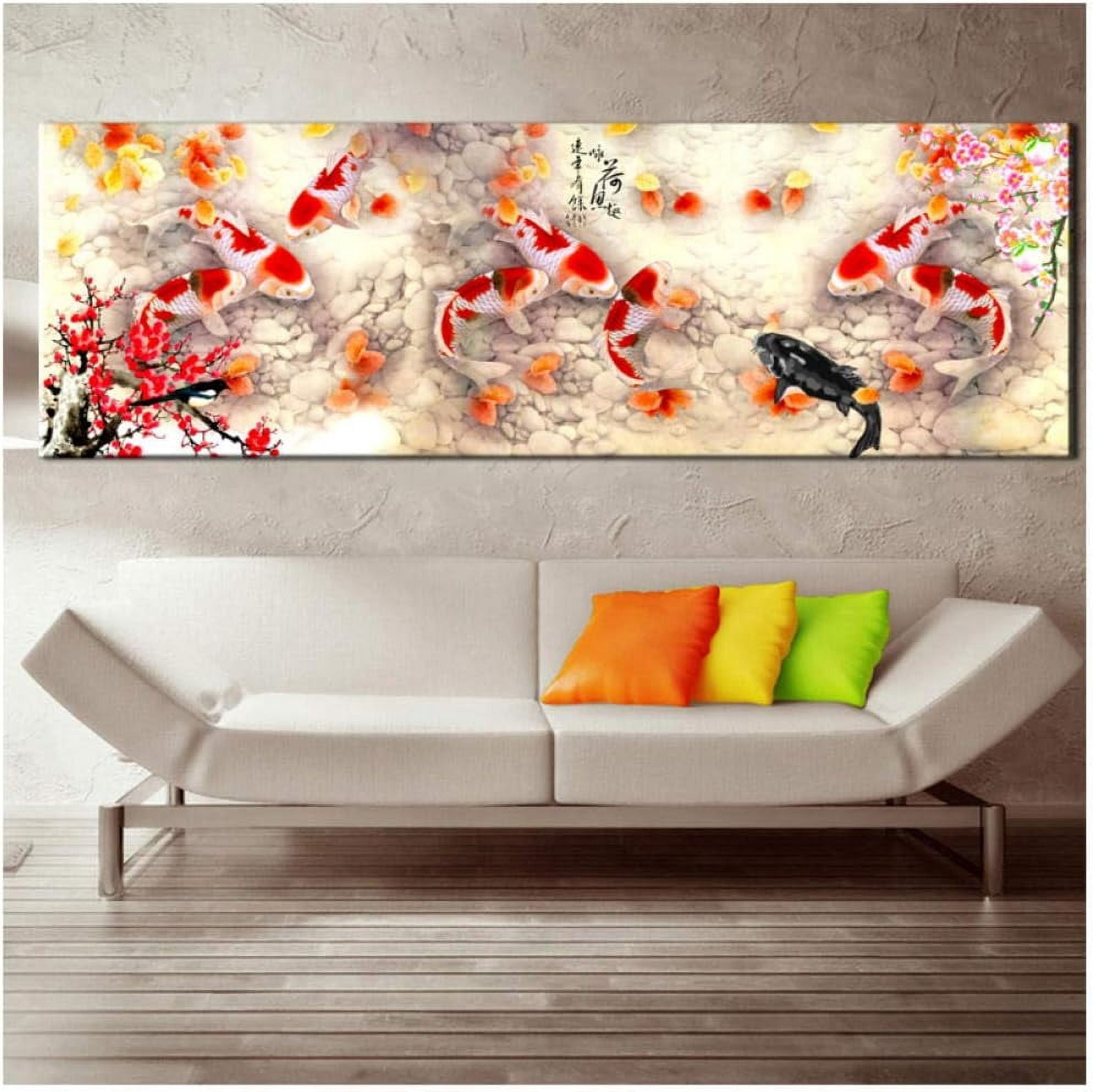 AABERIC IGZAKER Wall Art Picture HD Print Chinese Abstract Nine Koi ...