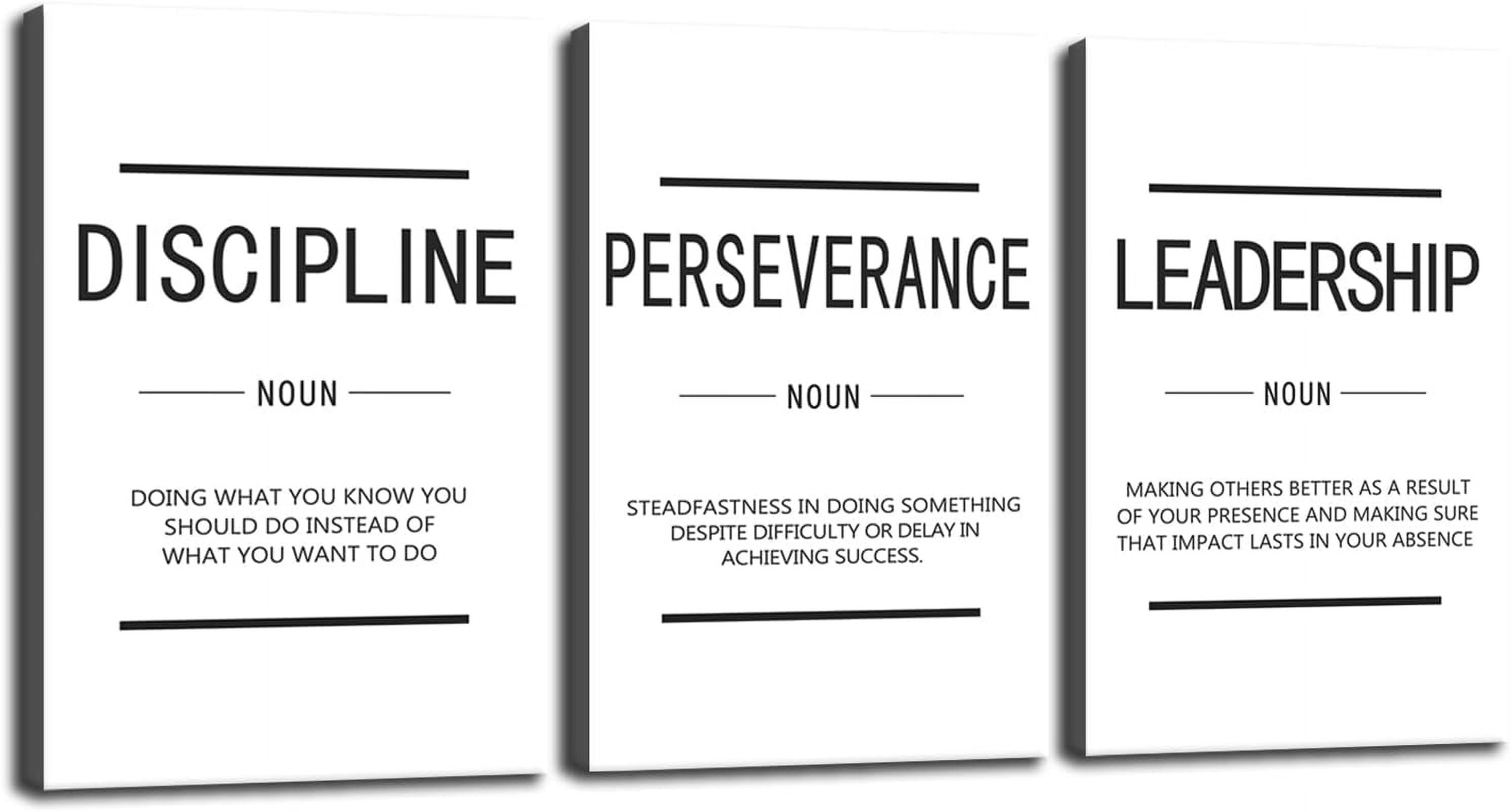 AABERIC Inspirational 3 Pieces Discipline Noun Motivational Canvas Wall ...